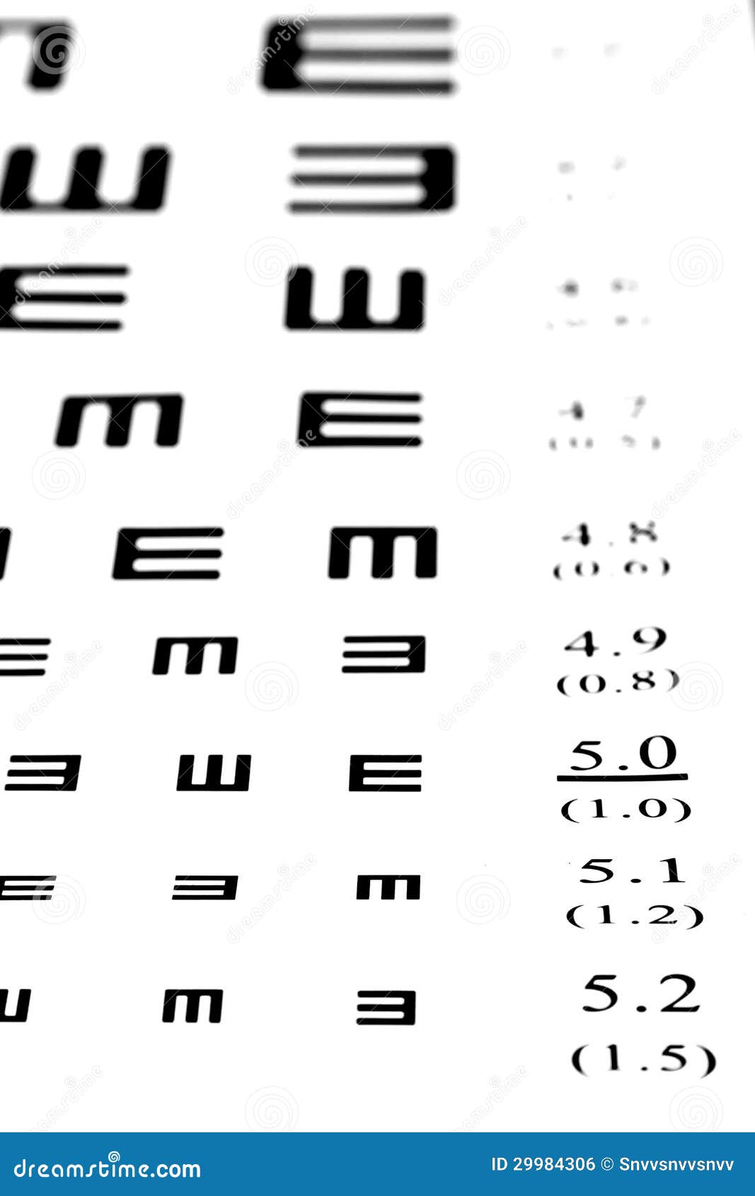 Eyesight Test Chart on White Background Close-up Stock Photo - Image of ...