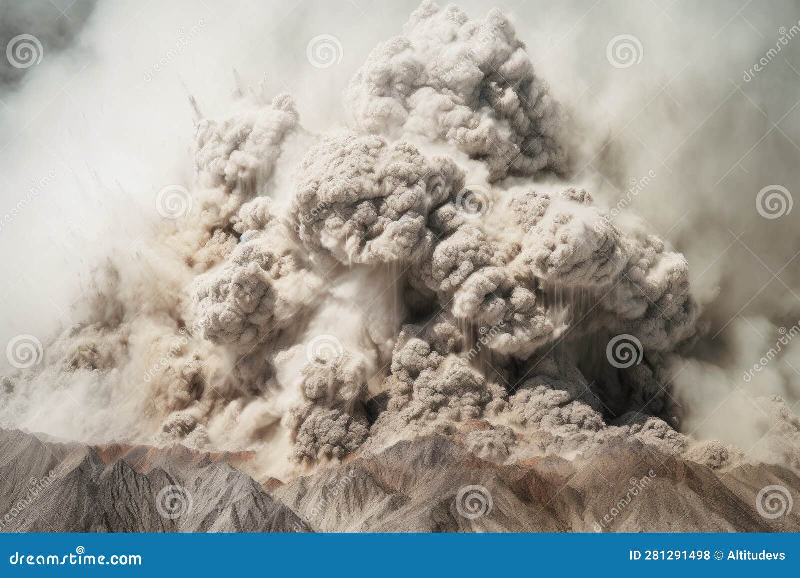 Close-up of Volcanic Ash Spewing from an Erupting Summit Stock ...