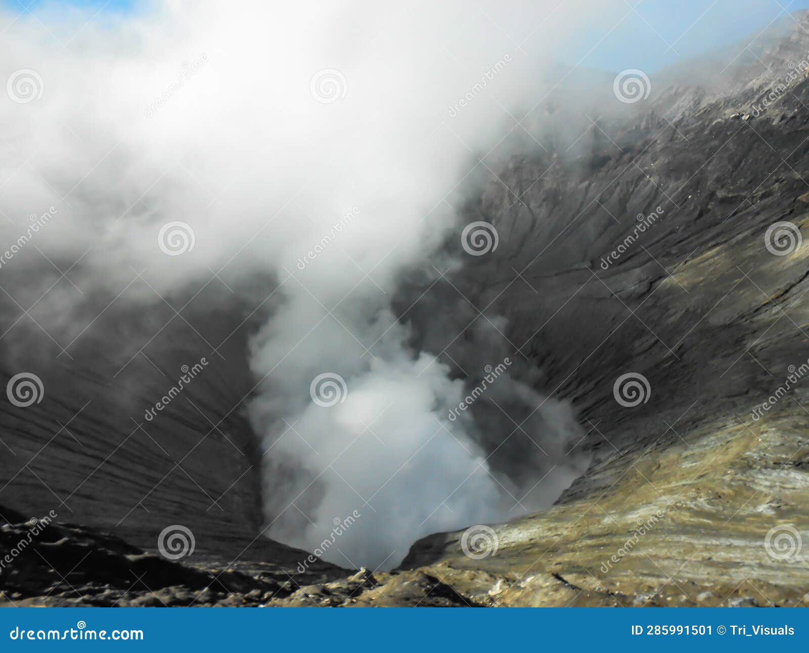 Close Up of Volcano Crater Spewing Smoke at Mount Bromo Stock Image ...