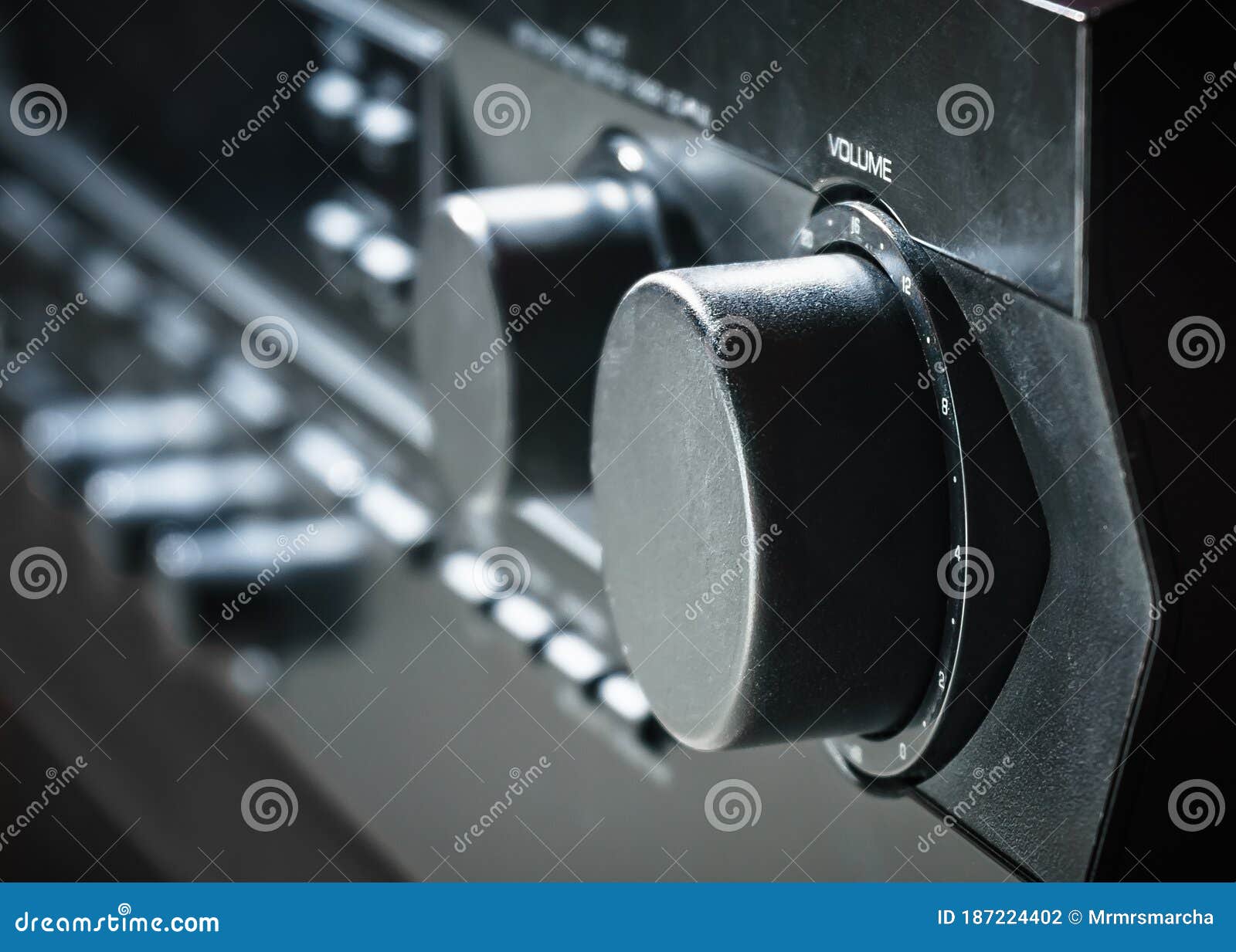 Close-up of Volume Controls Panel. Audio Receiver Control Panel ...