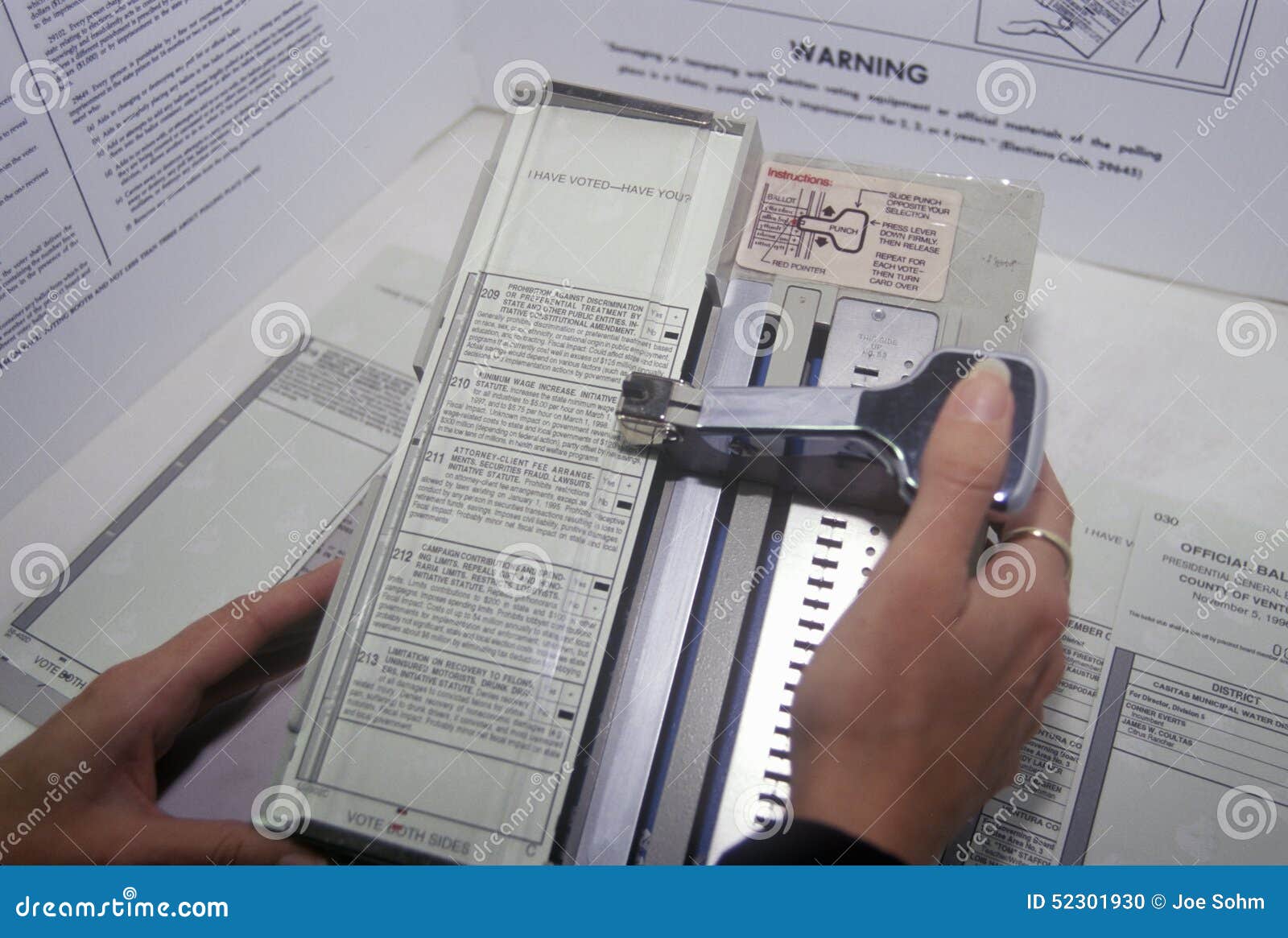 Close-up of a Voting Booth and Ballot Machine with Ballot , CA ...