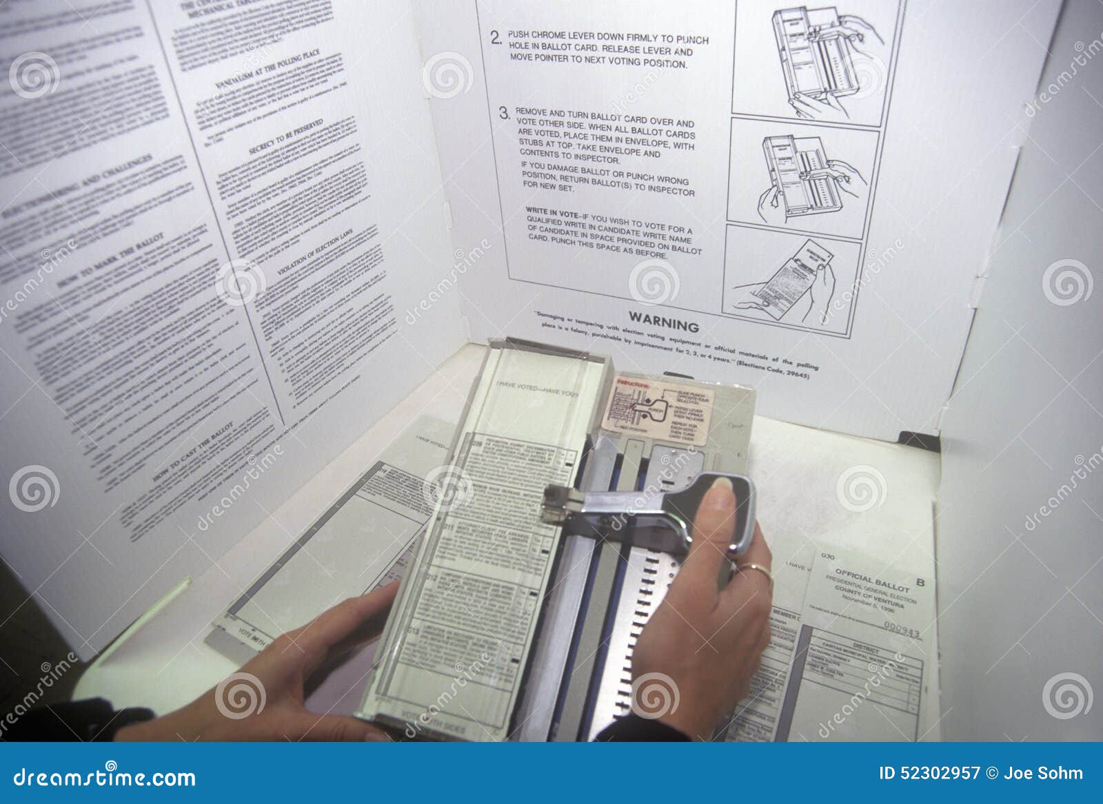 Close-up of a Voting Booth and Ballot Machine with Ballot , CA ...