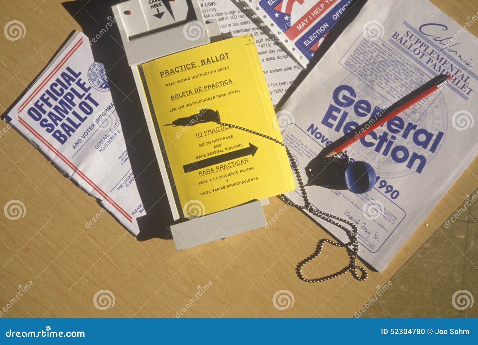 Close-up of a Voting Booth with Ballots, Ballot Machine and Election ...