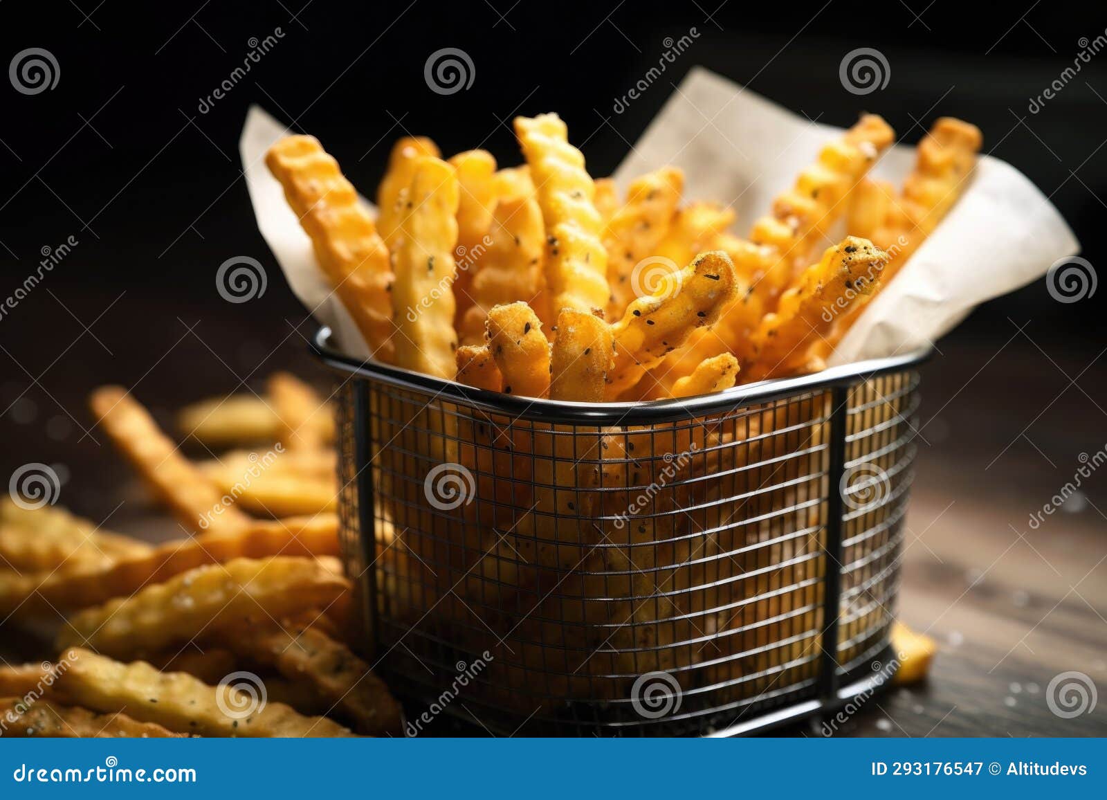 Close-up of Waffle Fries in a Wire Basket Stock Image - Image of ...