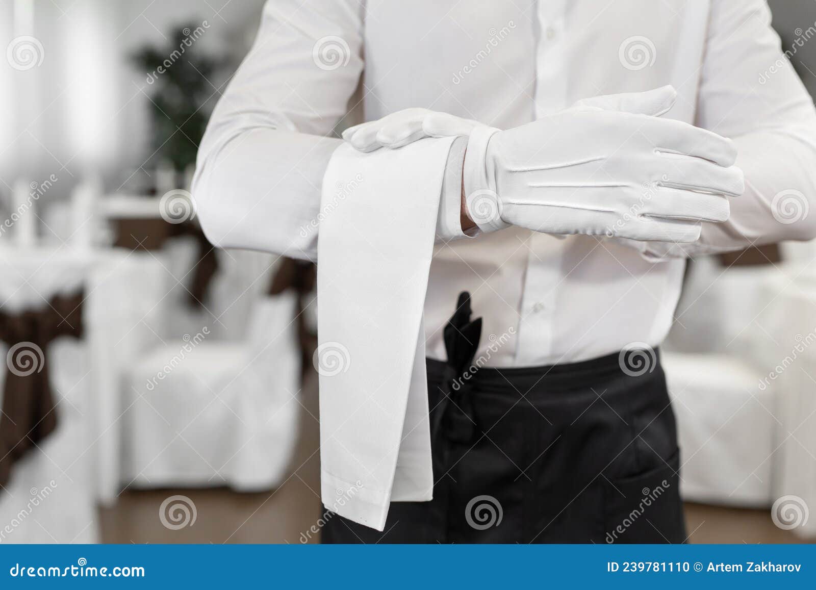 Close-up of the Waiter S Hand with a Towel Stock Photo - Image of ...