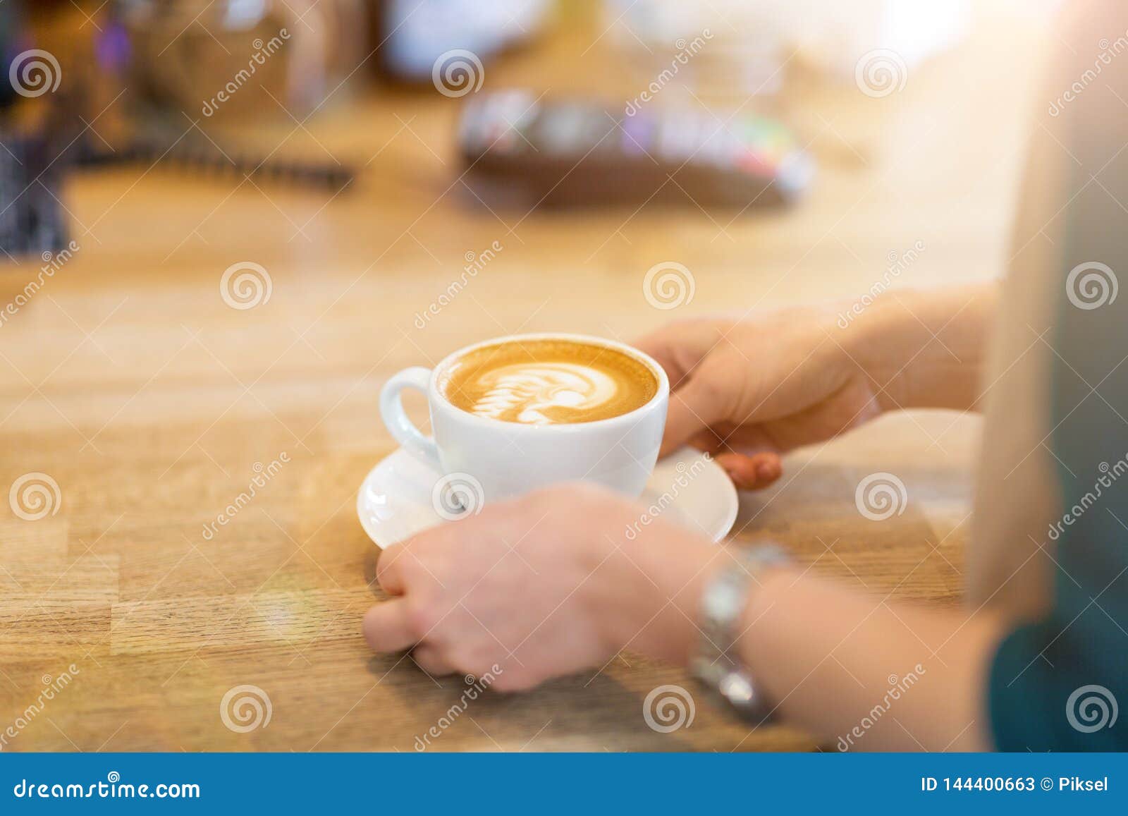 Waitress Hands Ready To Serve a Cup of Coffee Stock Image - Image of ...