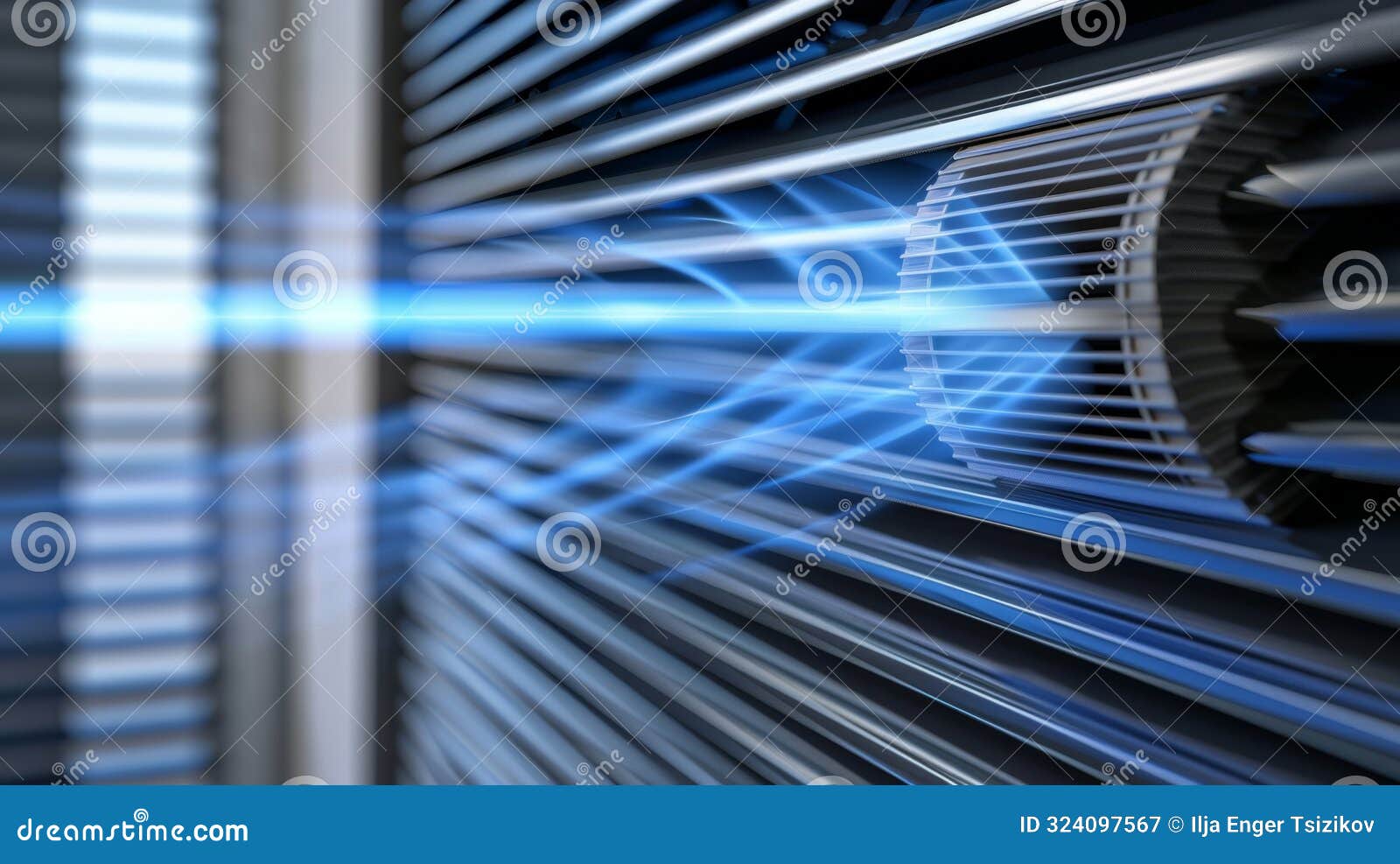 Close Up Of Wall Air Vent Emitting Cool Blue Stream For Home Cooling ...