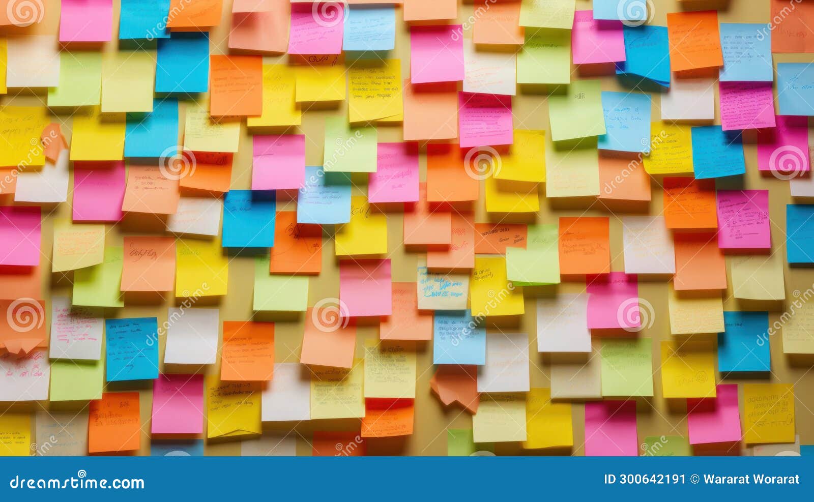 Close Up of Wall Covered with Lots of Sticky Notes in Different Colors ...