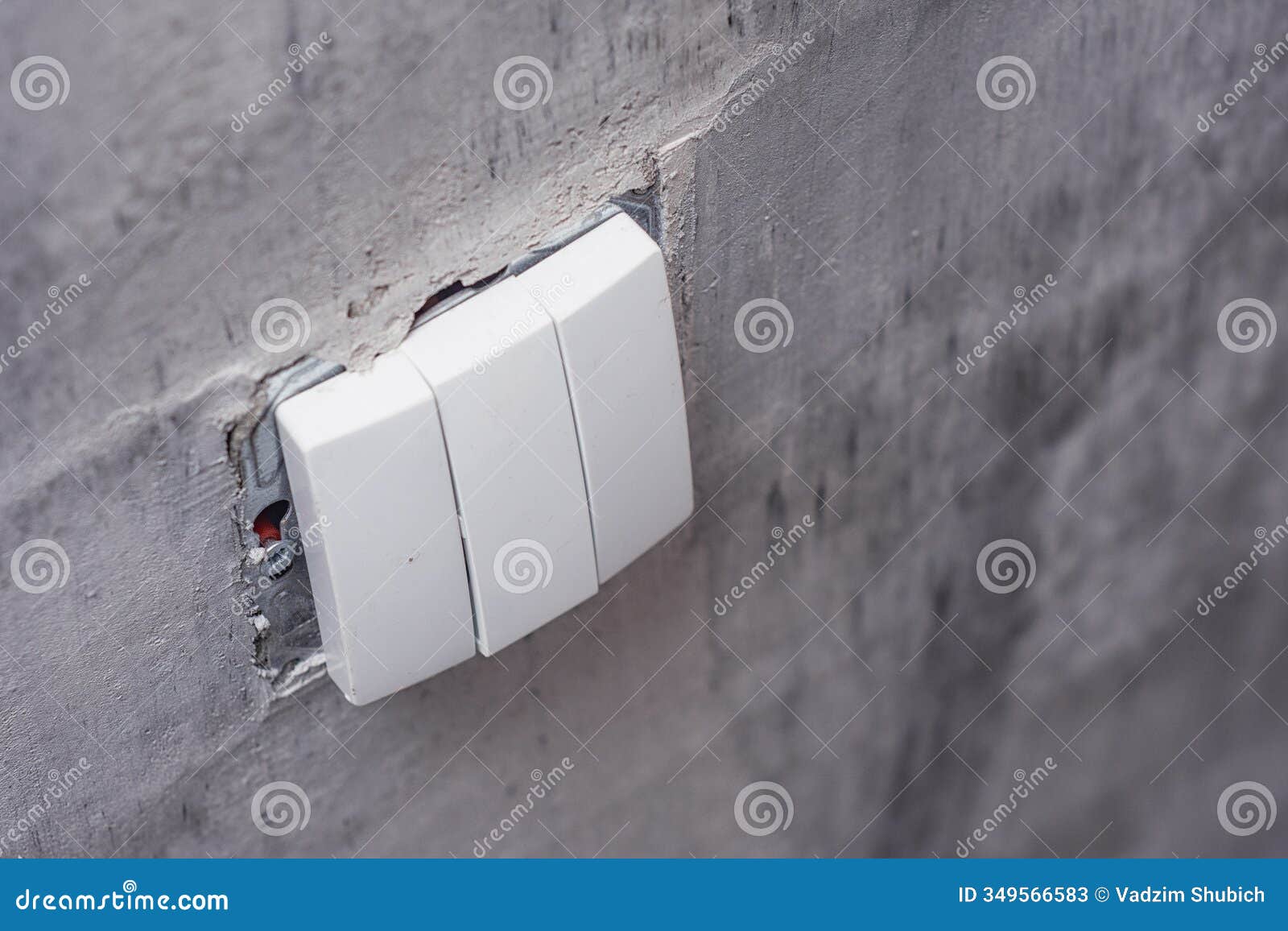 Close-Up of a Wall Light Switch Installed during Renovation. Light ...