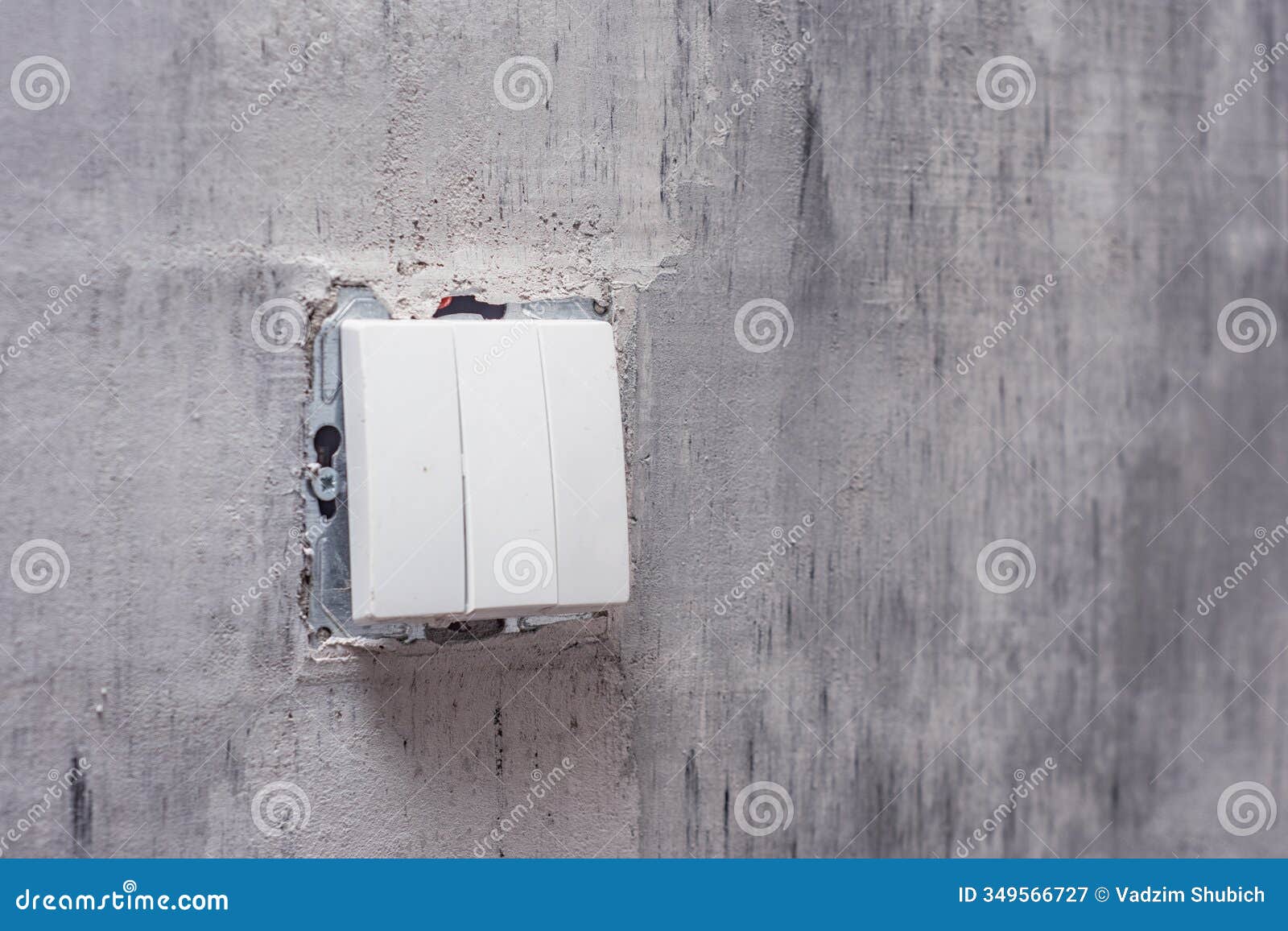 Close-Up of a Wall Light Switch Installed during Renovation. Light ...