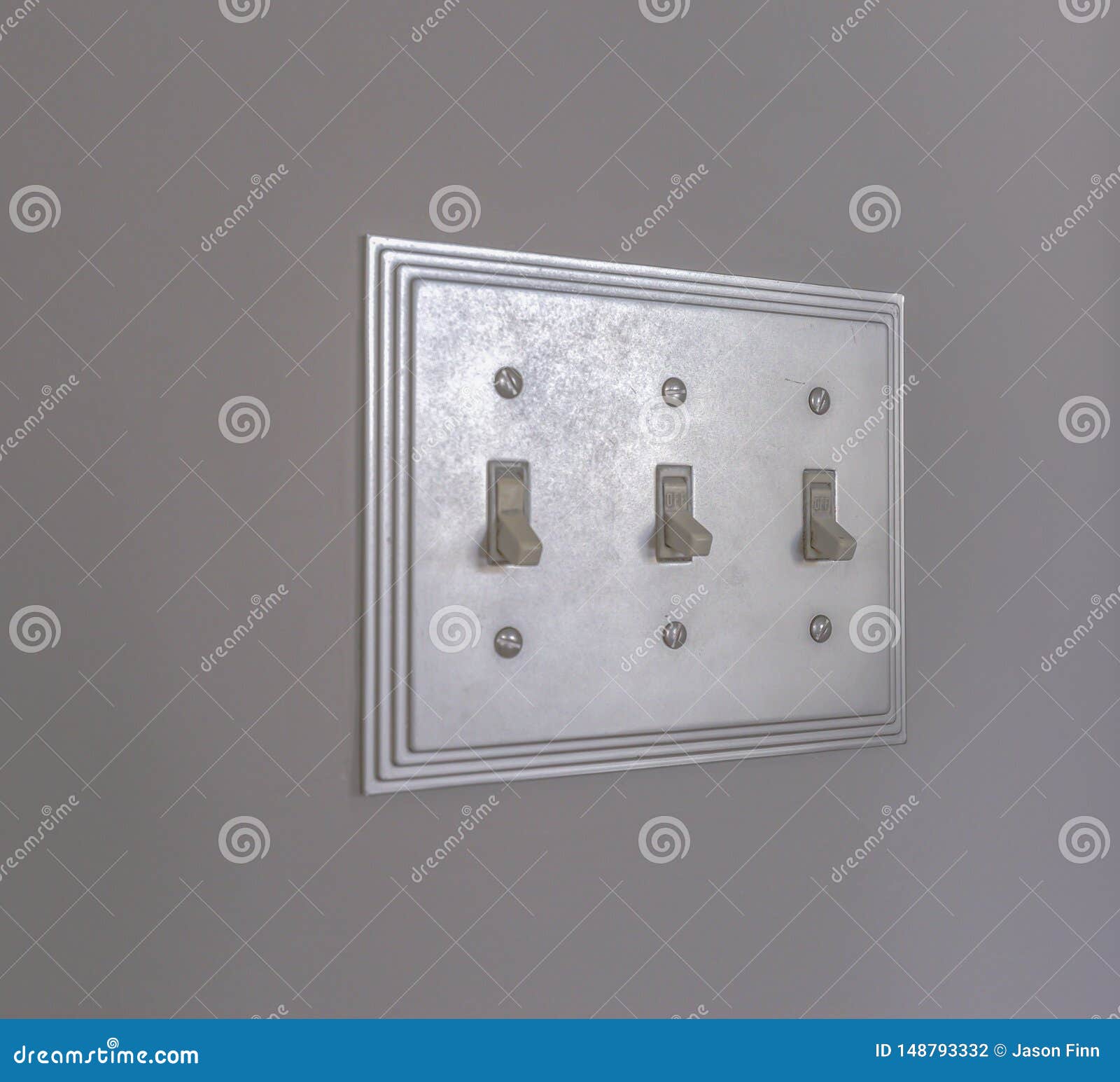 Close Up of the Wall Mounted Electrical Light Switch Inside a House ...