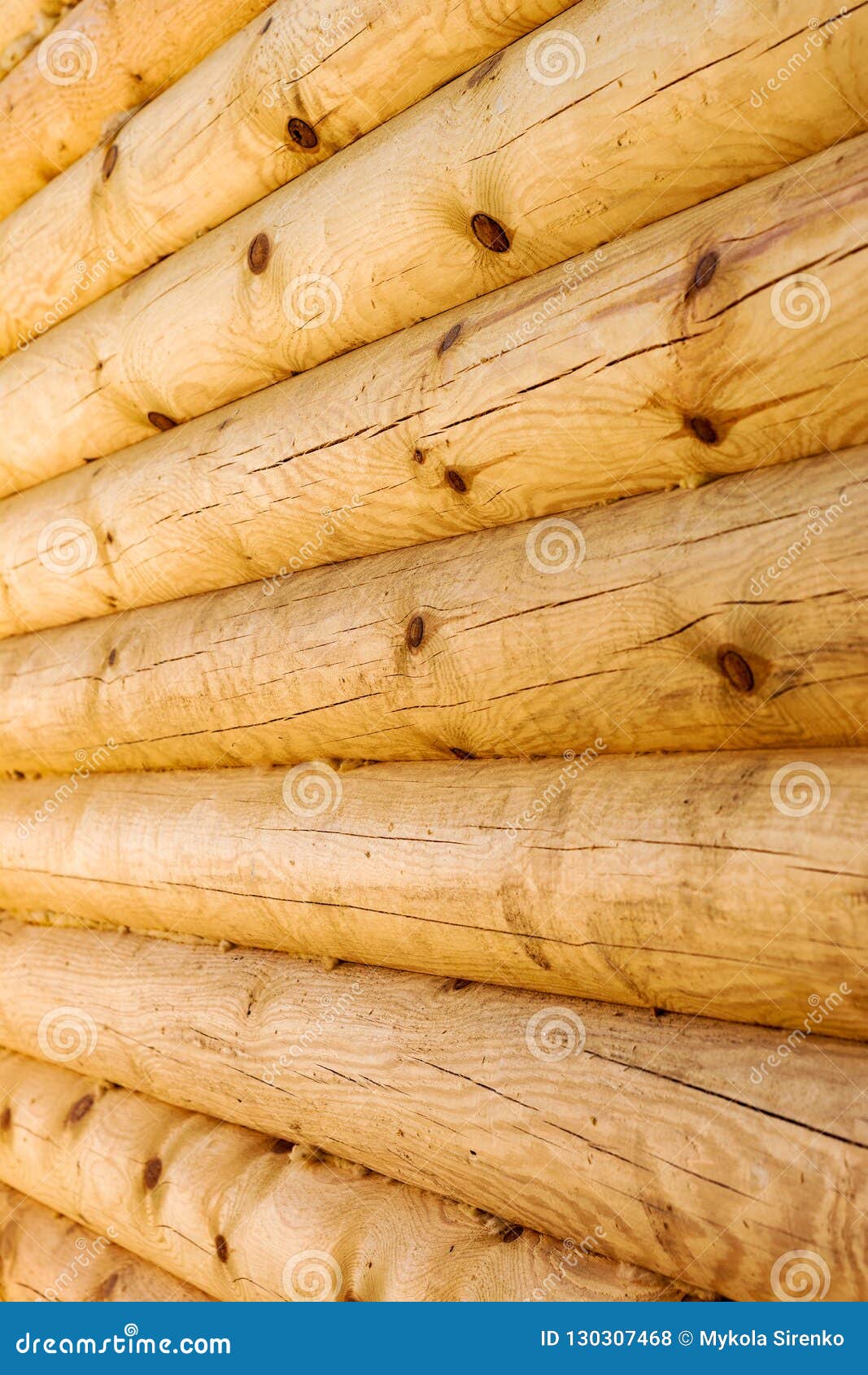 Close Up Wall of Round Wooden Logs Stock Photo - Image of house, paint ...