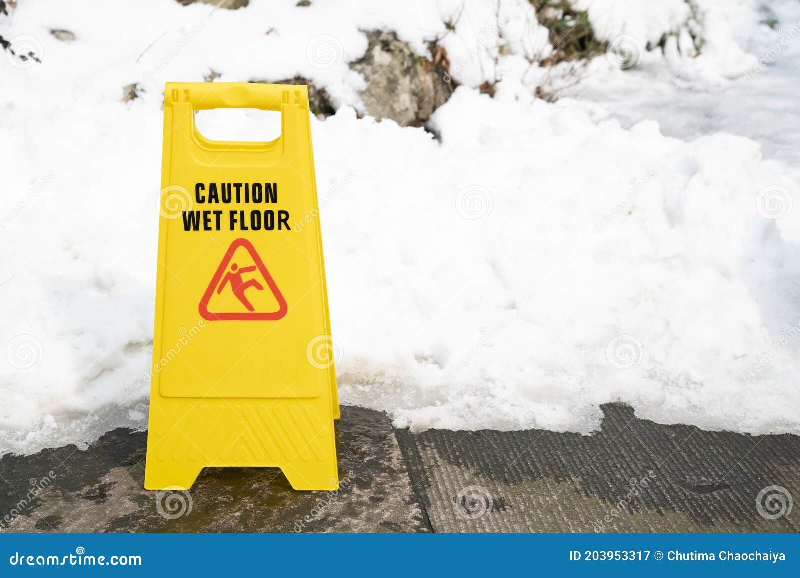 Warning Caution Sign for Wet Slip Snow Floor Stock Image - Image of ...