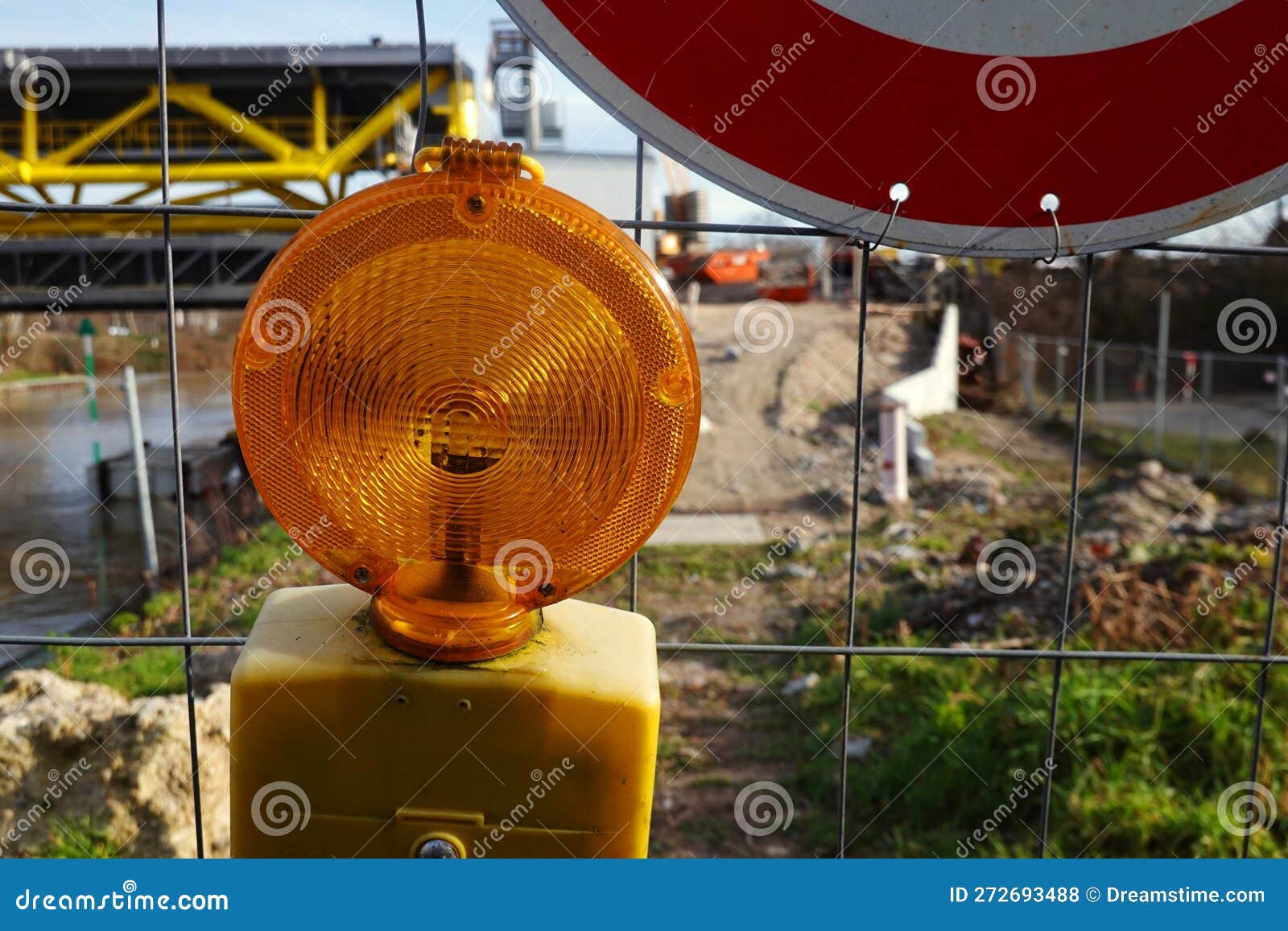 Close-up of Warning Light of a Construction Site Stock Photo - Image of ...