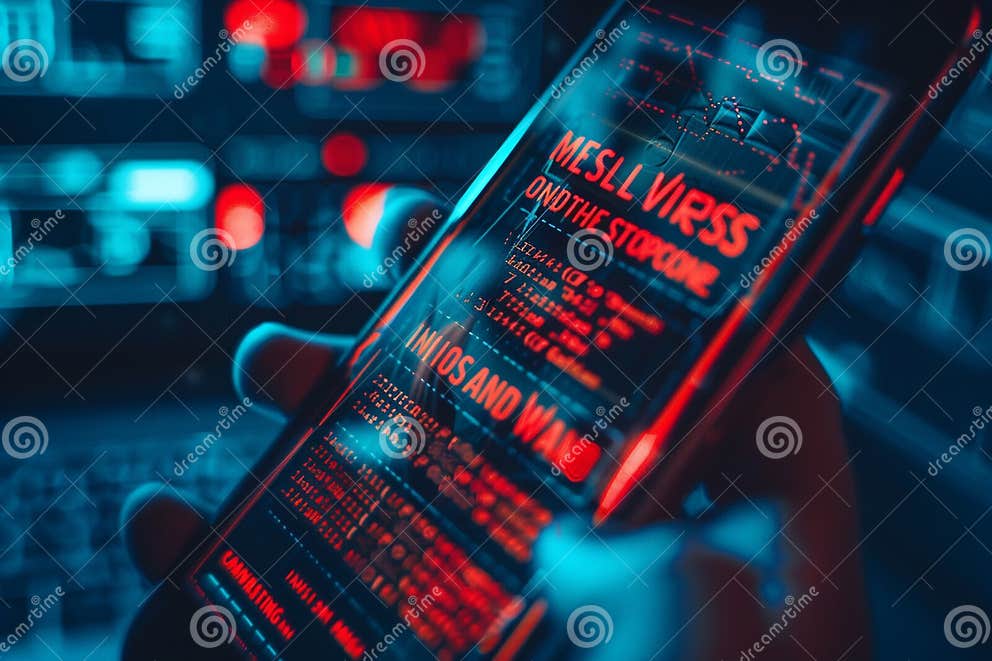 Closeup of a Warning Message on a Mobile Device Indicating a Malware ...