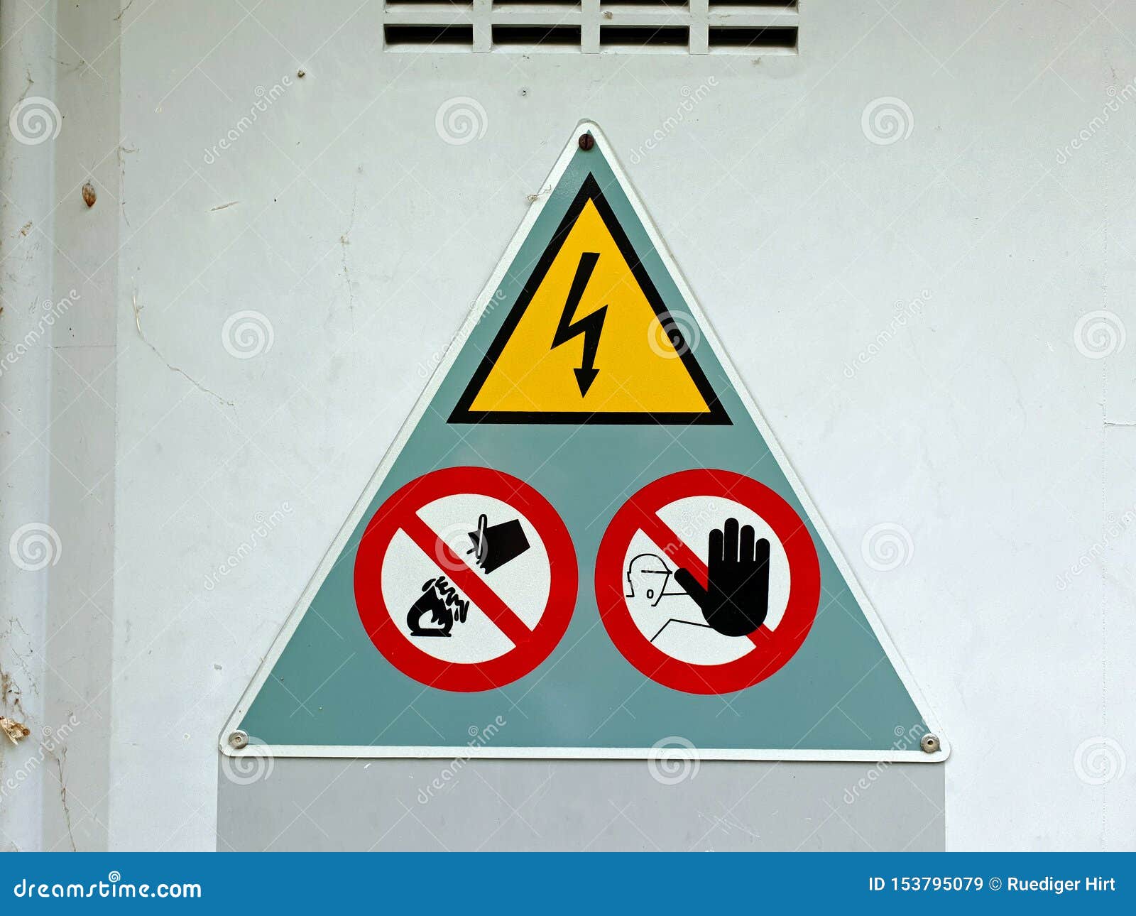 Warning Sign on a Metal Plate Stock Image - Image of electricity ...