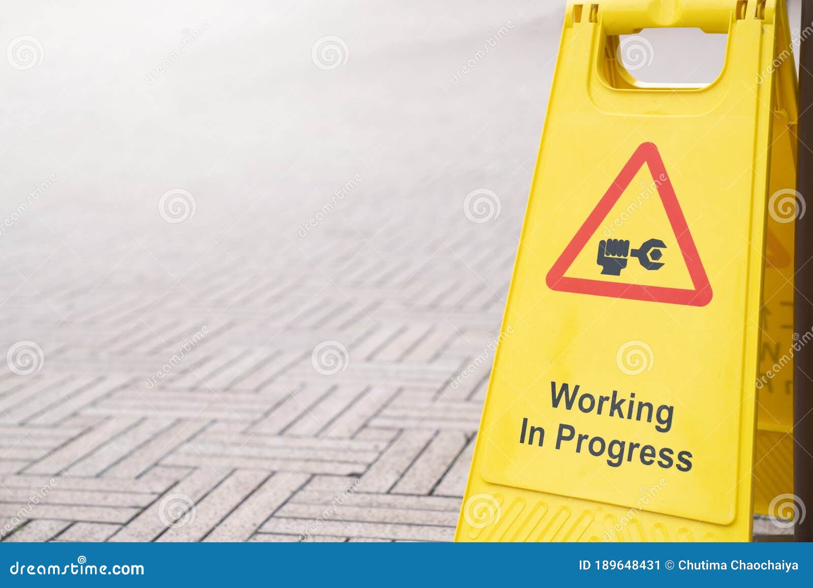 Warning Sign for Working in Process, Caution and Dangerous Stock Image ...