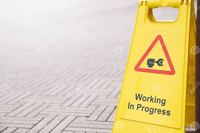 Warning Sign for Working in Process, Caution and Dangerous Stock Image ...