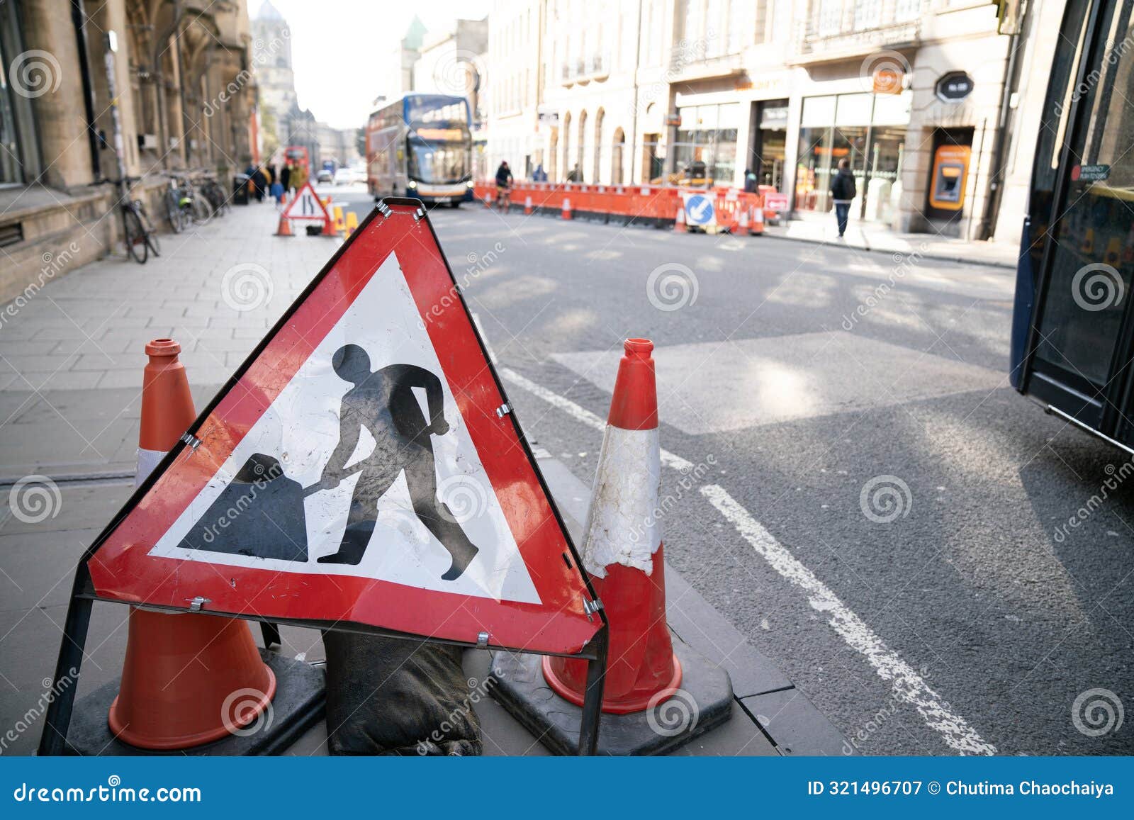 Warning Sign for Working in Process, Caution and Dangerous in the City ...