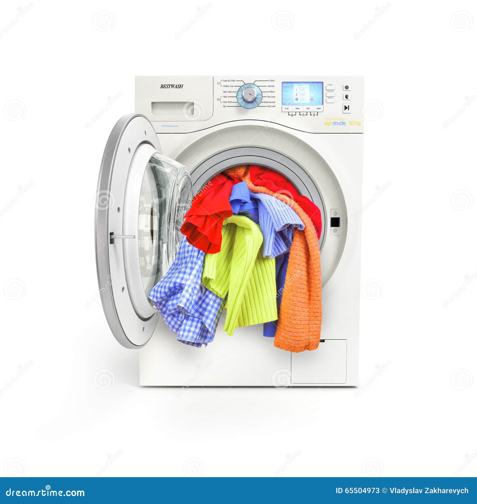A Close Up of a Washing Machine Loaded with Clothes Stock Image - Image ...