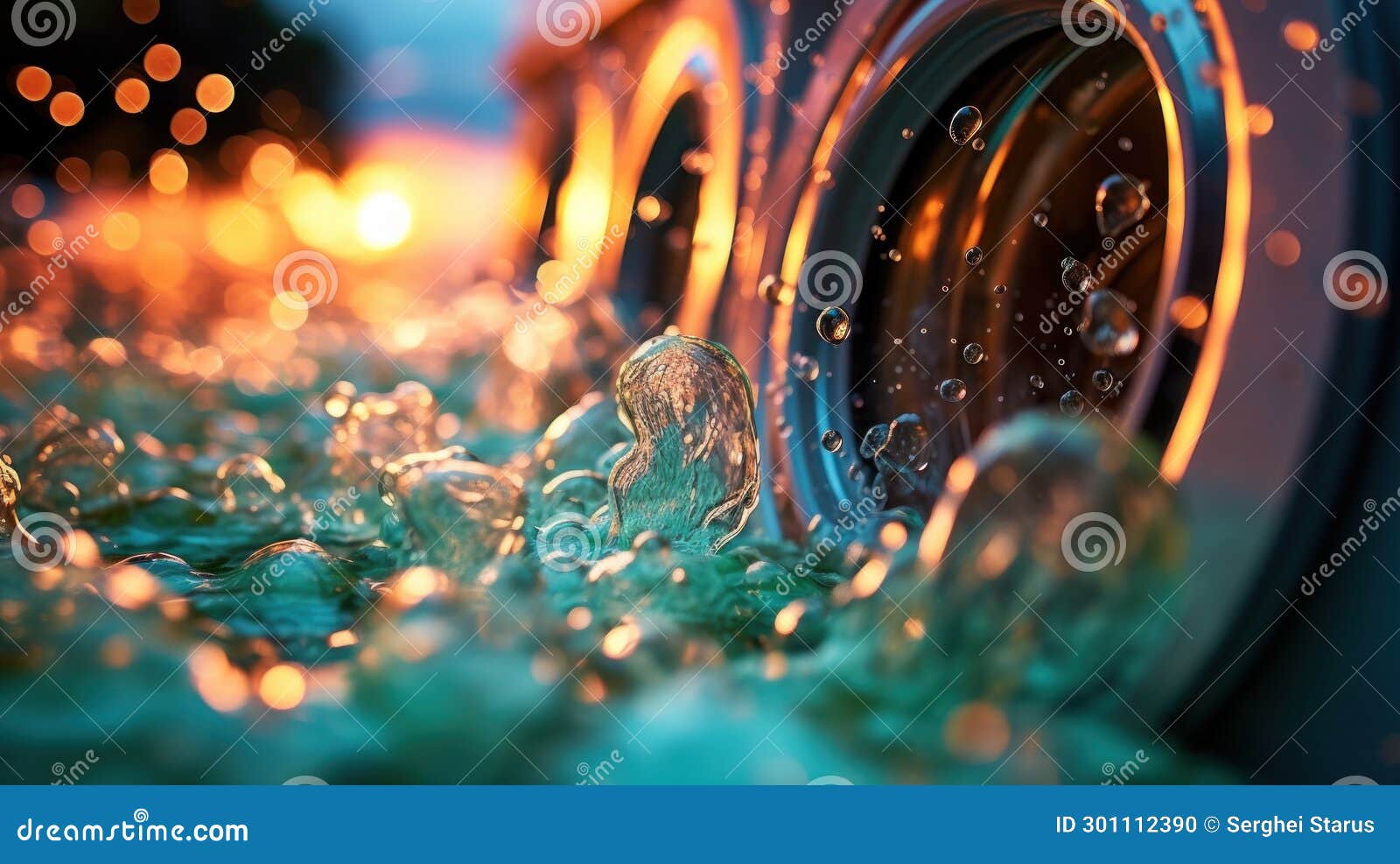 A Close Up of a Washing Machine with Water Coming Out, AI Stock ...
