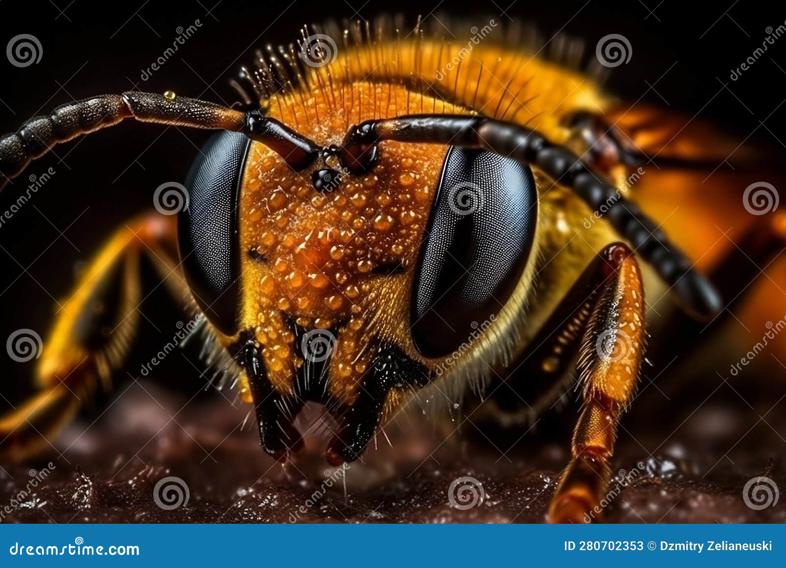 The Wasp Generative Nature Of The Wasp Close-up On Blurred Background ...