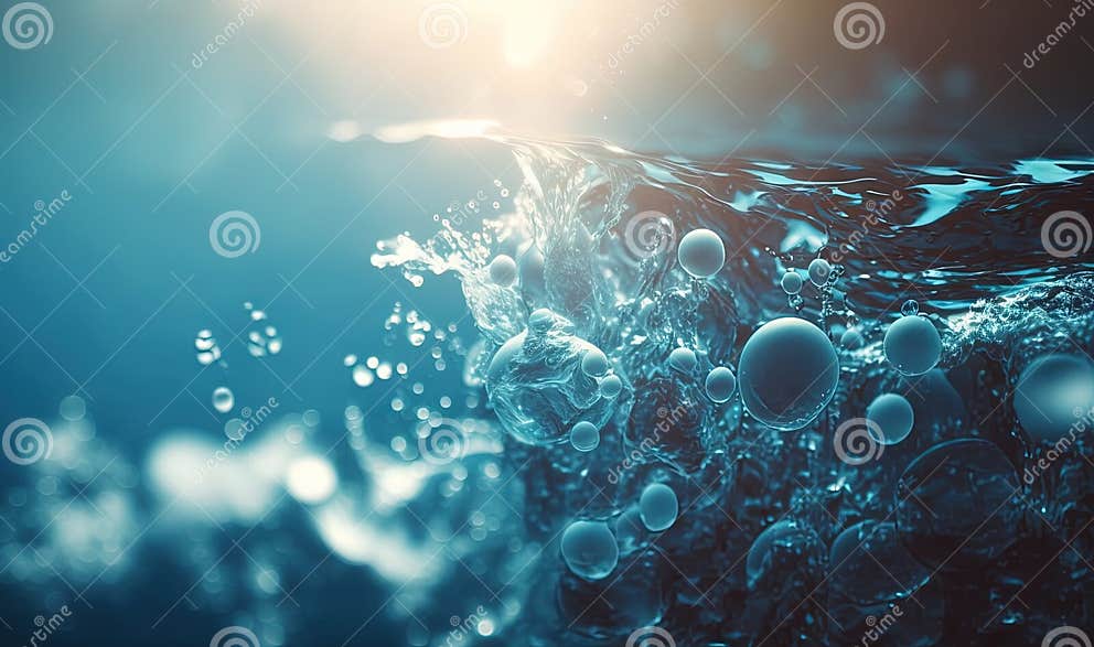 A Close Up of Water Bubbles Floating in the Ocean Water Stock ...