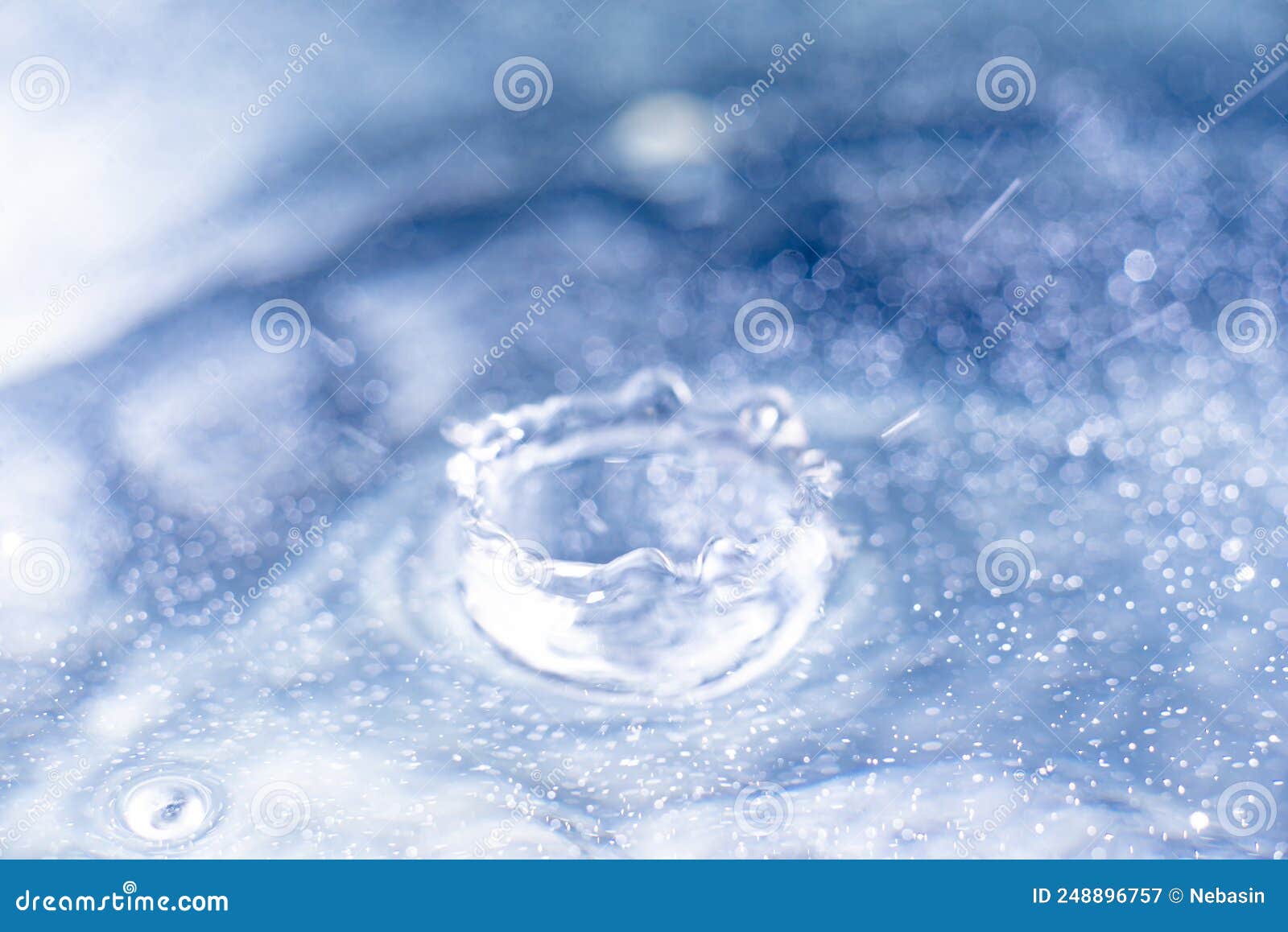 Close-up Water Drop Falls into Water with Waves. Abstract Background ...