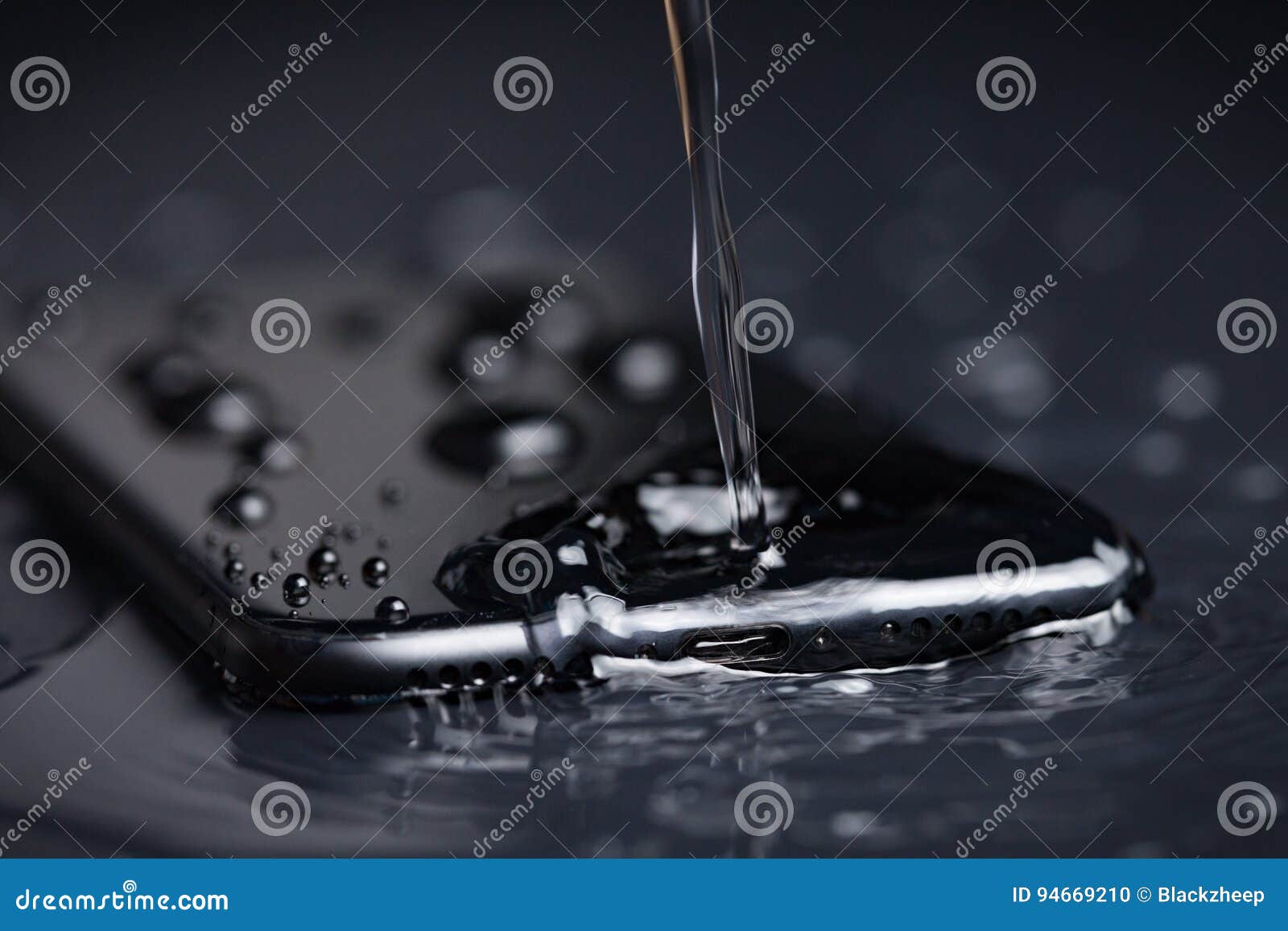 Close-up Water Drop on Phone Device Waterproof Concept Stock Photo ...