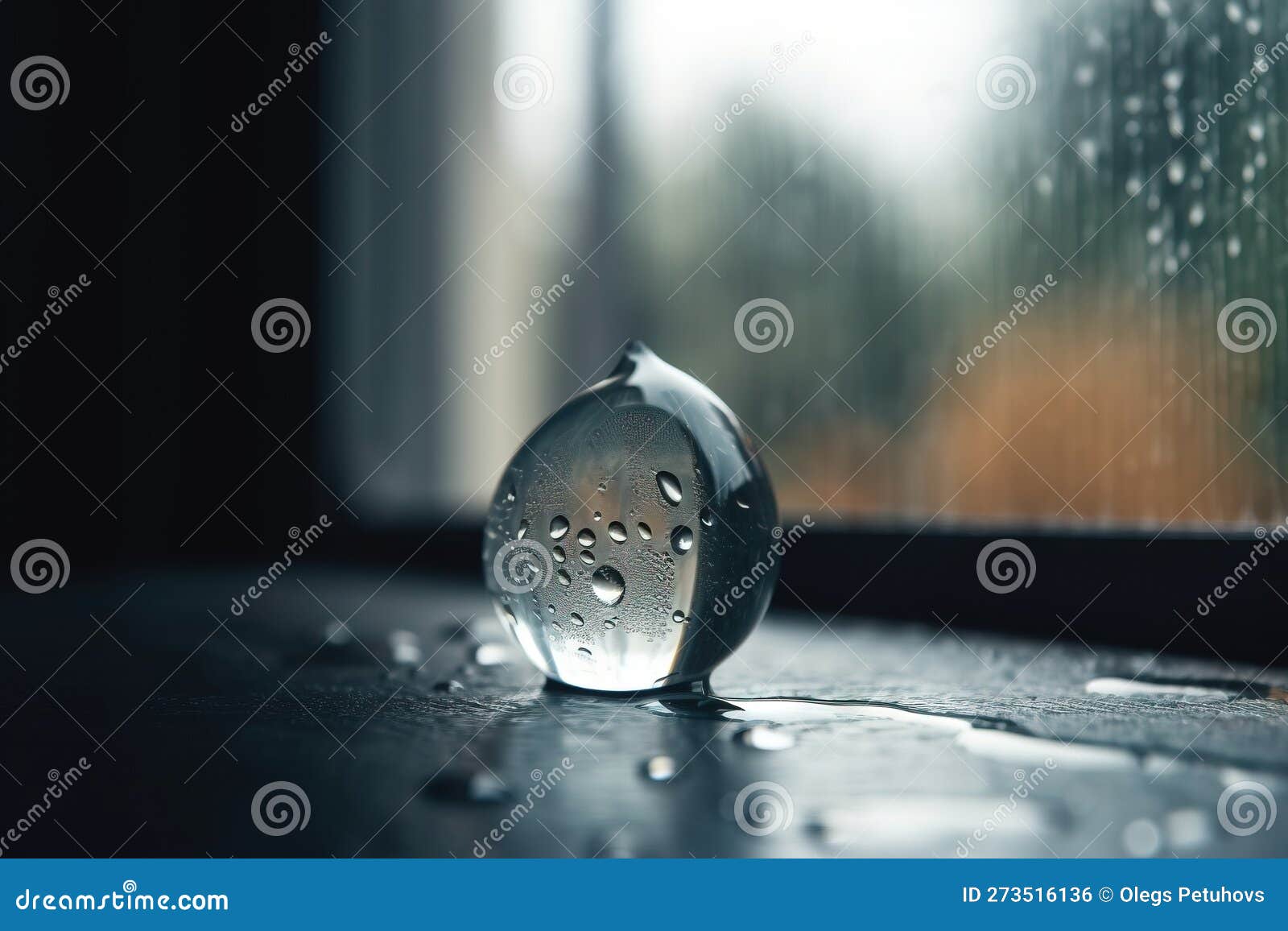 A Close Up of a Water Drop on a Window Sill Stock Illustration ...