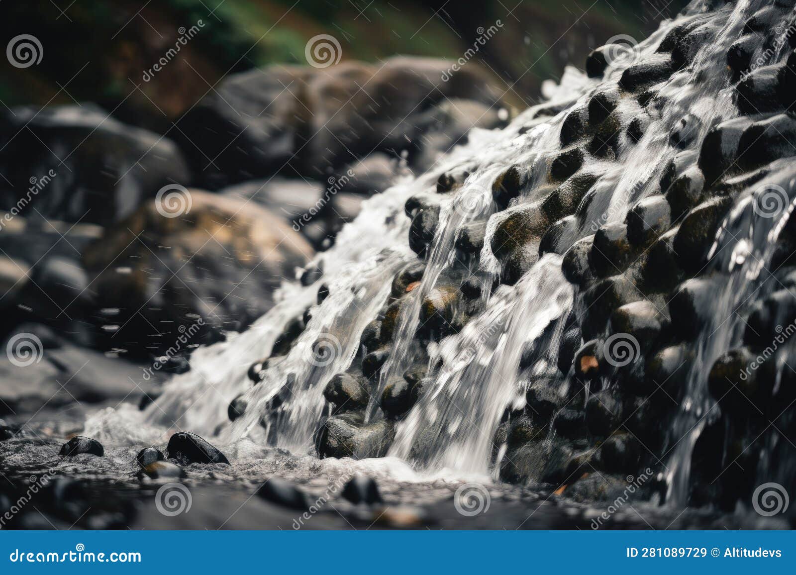 Close-up of Water Droplets Falling from the Waterfall, Forming a ...