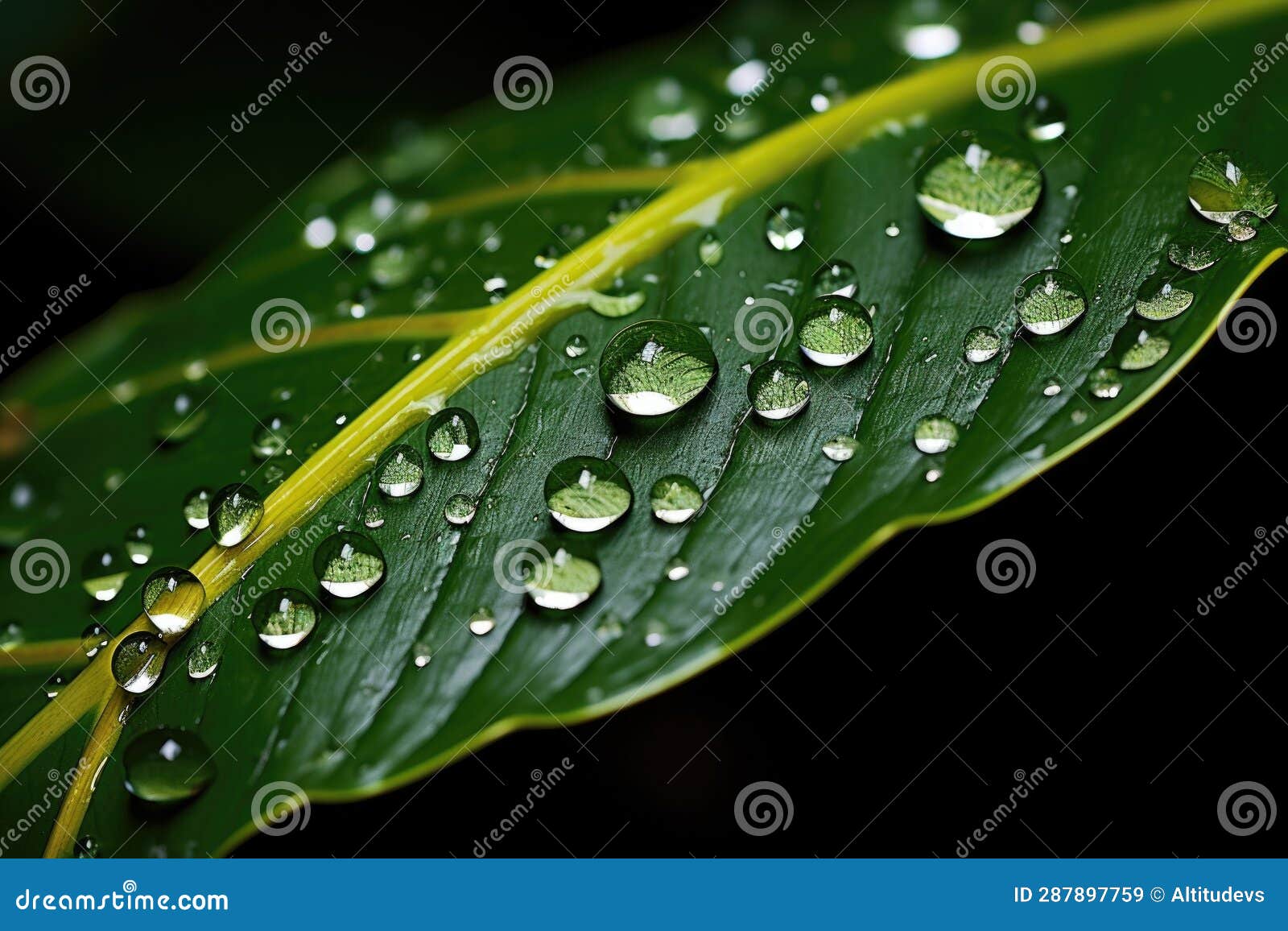 Close Up Of Water Droplets On A Leaf Stock Image Image Of Leaf
