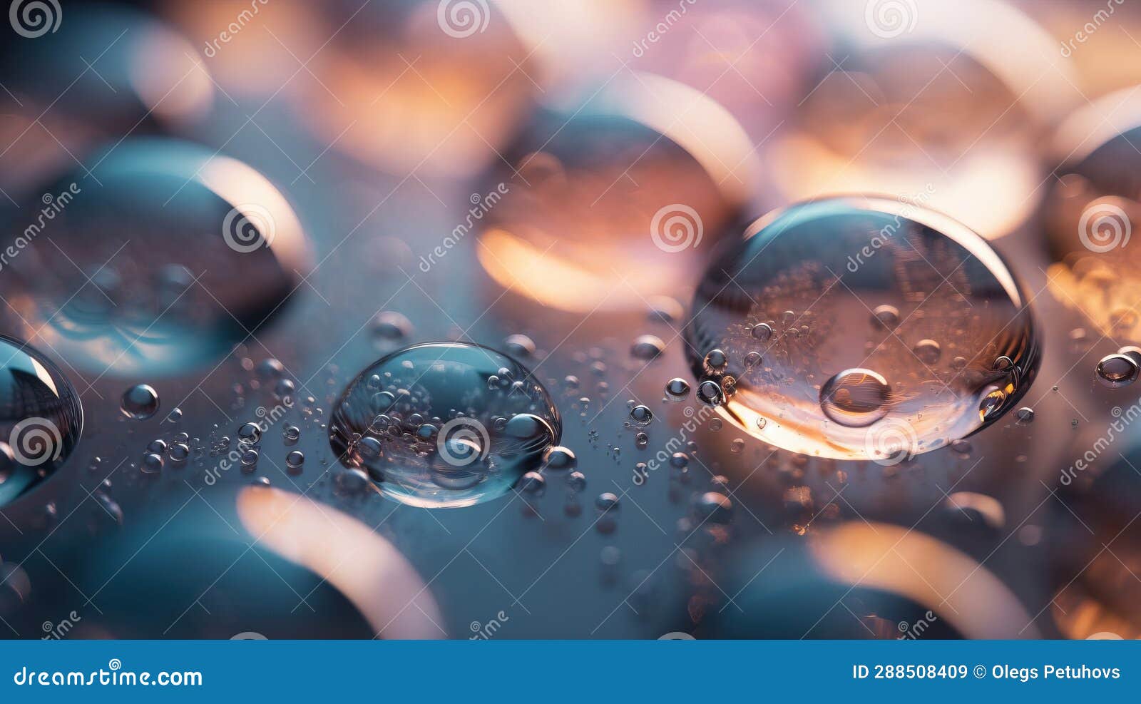 A Close Up of Water Droplets on a Surface with a Blurry Back Drop of ...