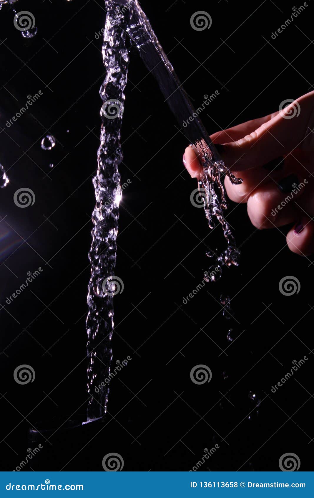 Close Up Water Fall On Hand Stock Photo - Image of falling, waterfall ...