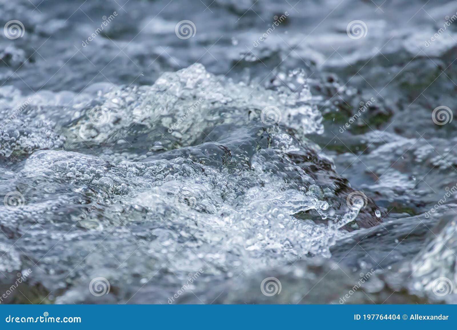 Close Up Water Flow, Small Waterfall, Splashing Water, Water Bubbles ...