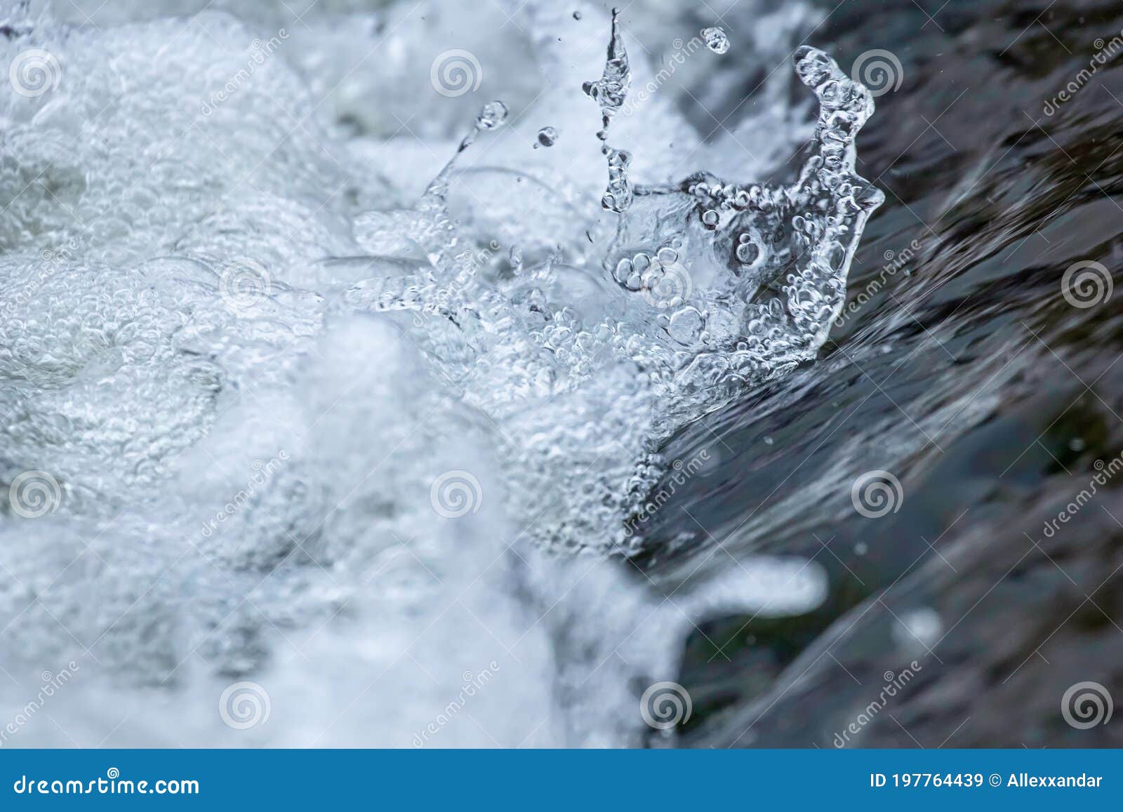Close Up Water Flow, Small Waterfall, Splashing Water, Water Bubbles ...