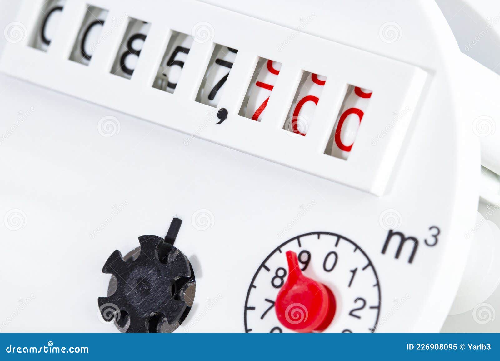 Close-up Water Meter Panel with Numbers and Arrows Stock Image - Image ...