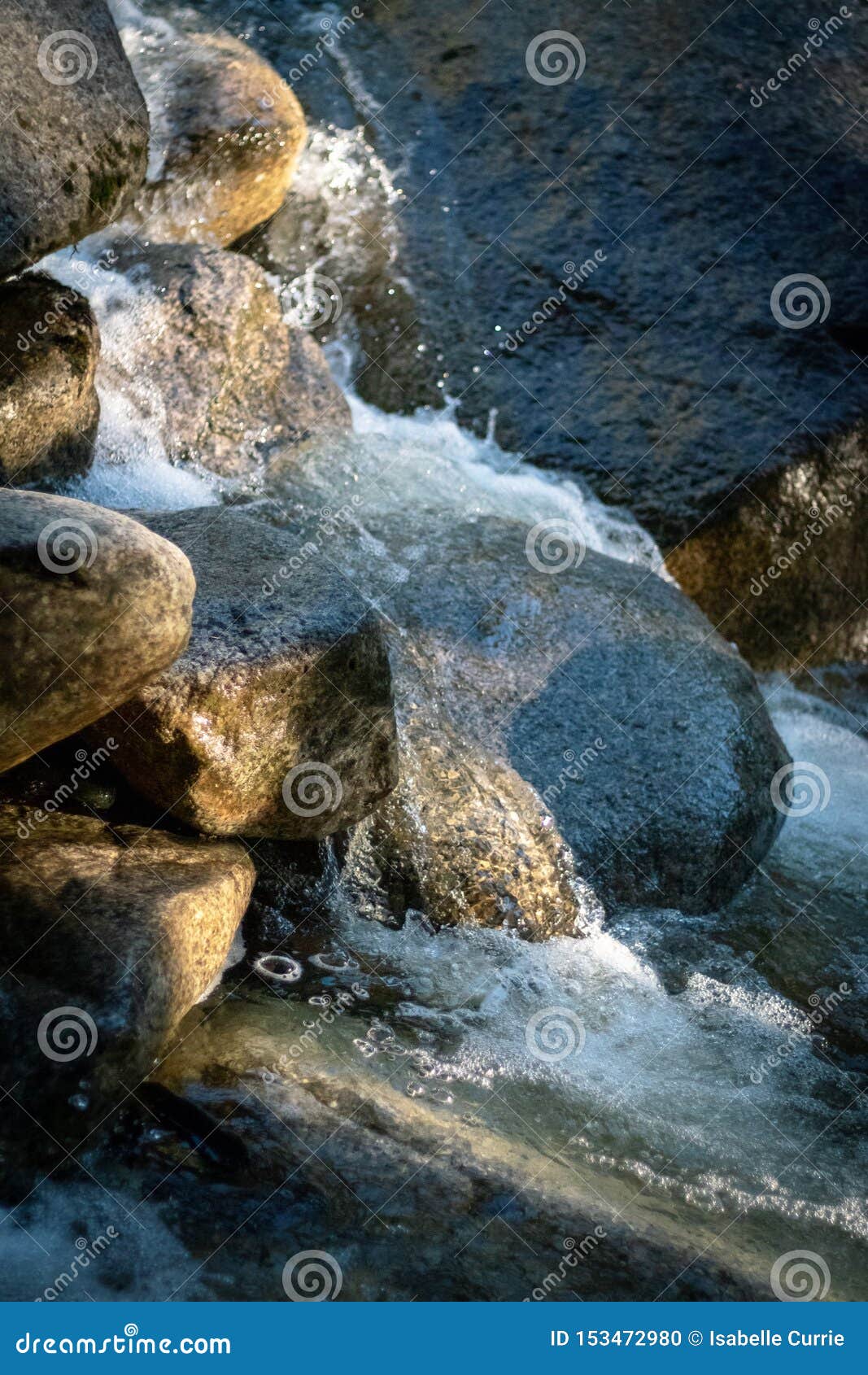 Close Up of Water Running Over Rocks Stock Photo - Image of blue ...