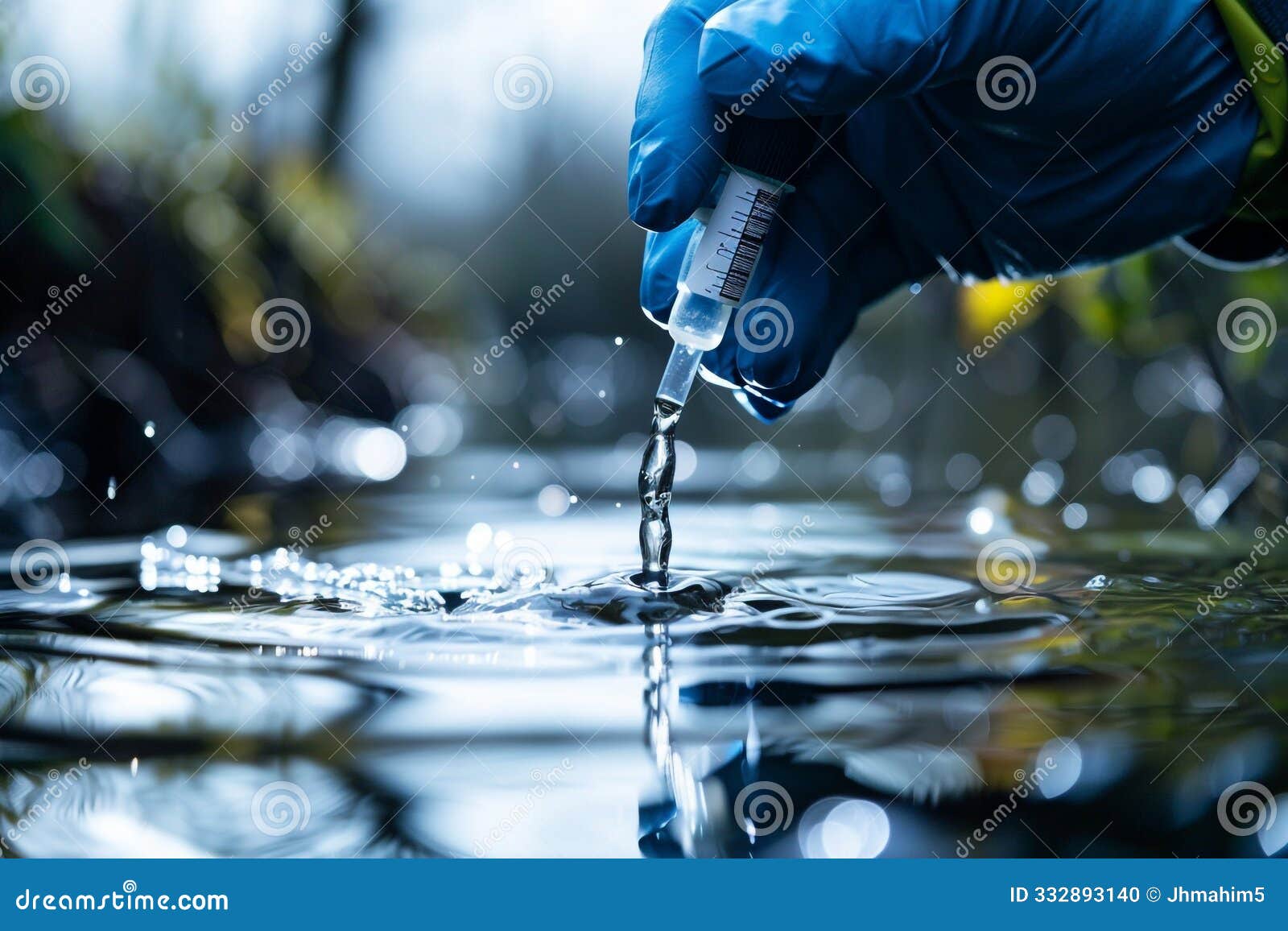 Close Up of Water Sampling for Environmental Analysis Futuristic Tools ...
