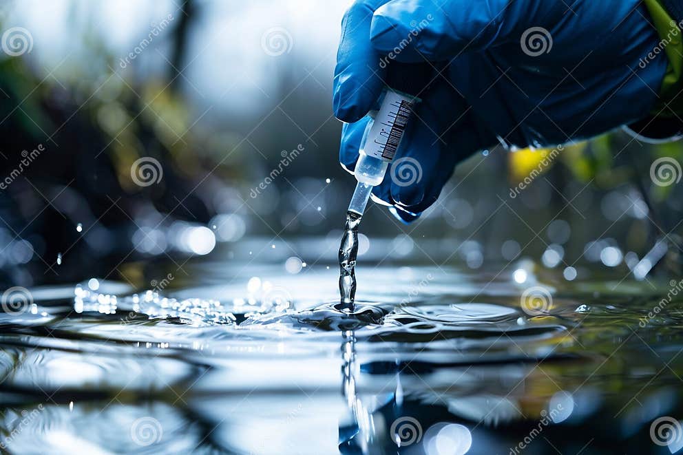 Close Up of Water Sampling for Environmental Analysis Futuristic Tools ...