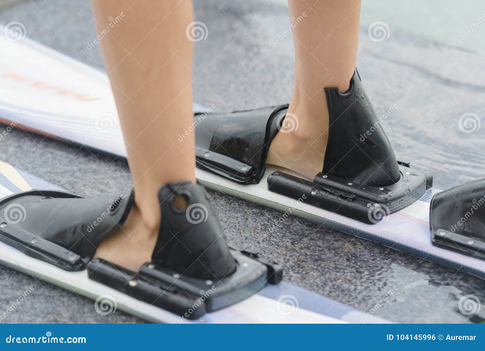 Close up water skiers feet stock photo. Image of skiing - 104145996