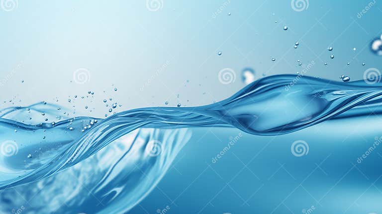 Close-up of Water Waves and Bubbles on a Blue Background. Stock Photo ...