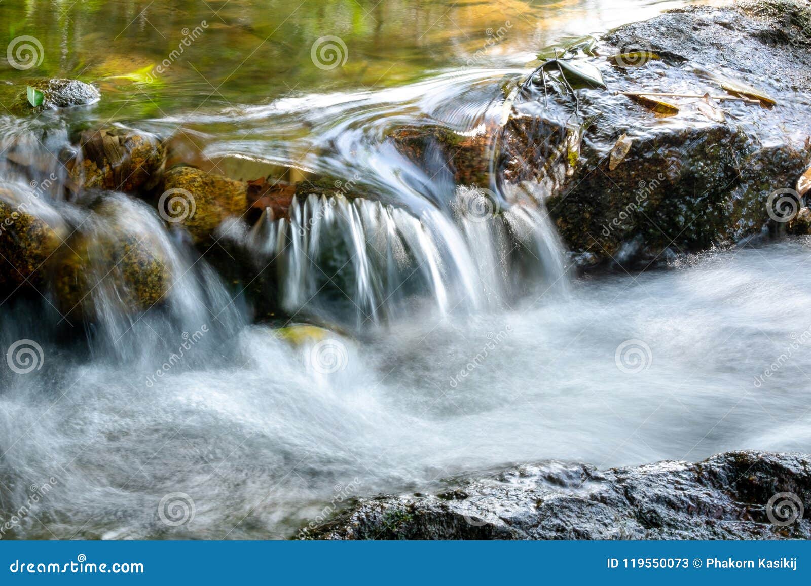 Close Up of Waterfall Mini River Stream. Stock Image - Image of view ...