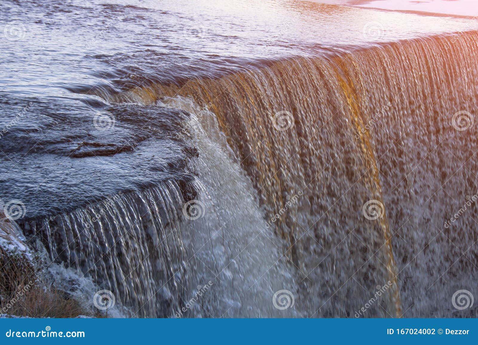 Close-up of a Waterfall Showing the Smooth Tumbling Water Stock Photo ...