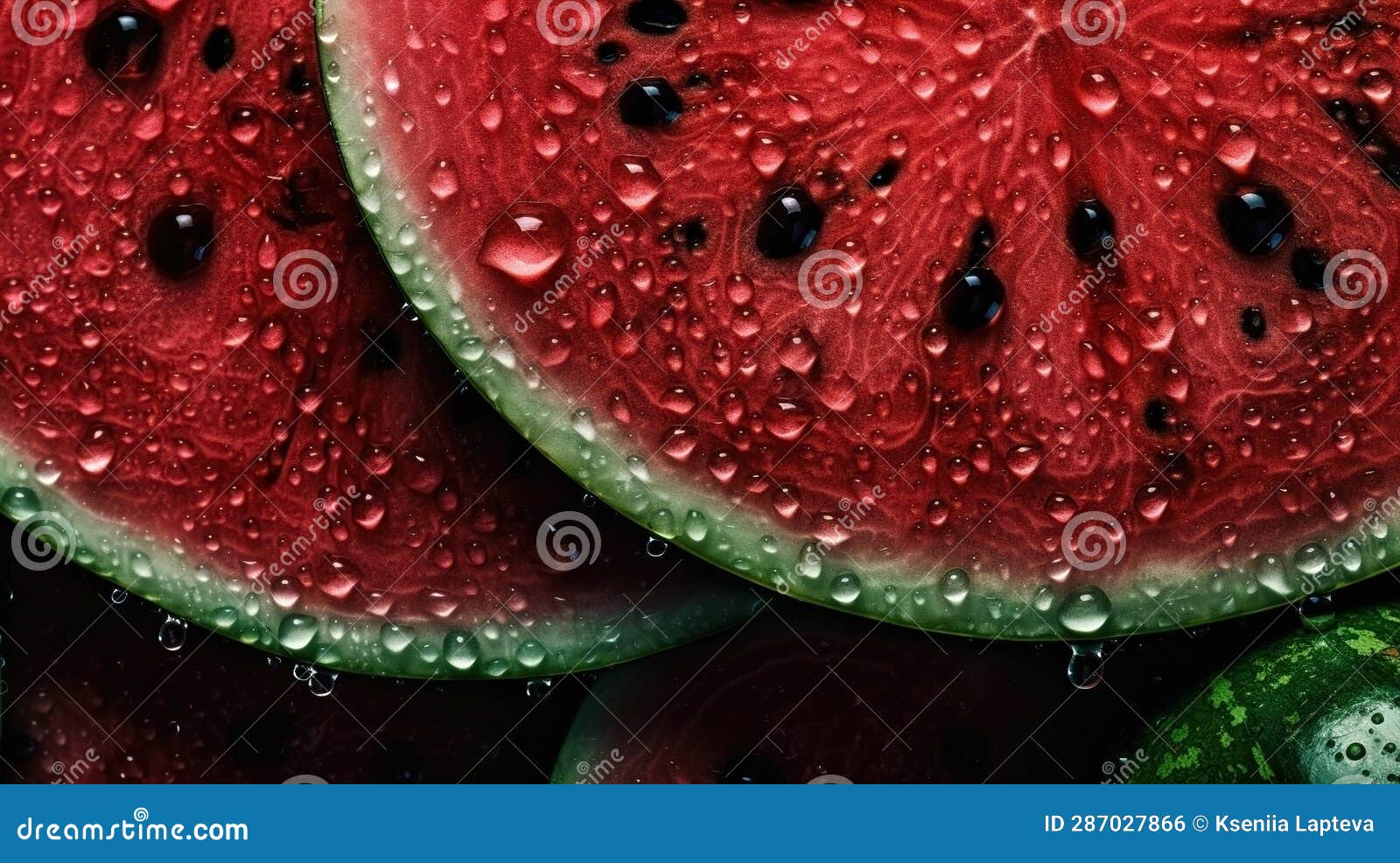 Close-up of Watermelon with Water Drops on Dark Background. Fruit ...