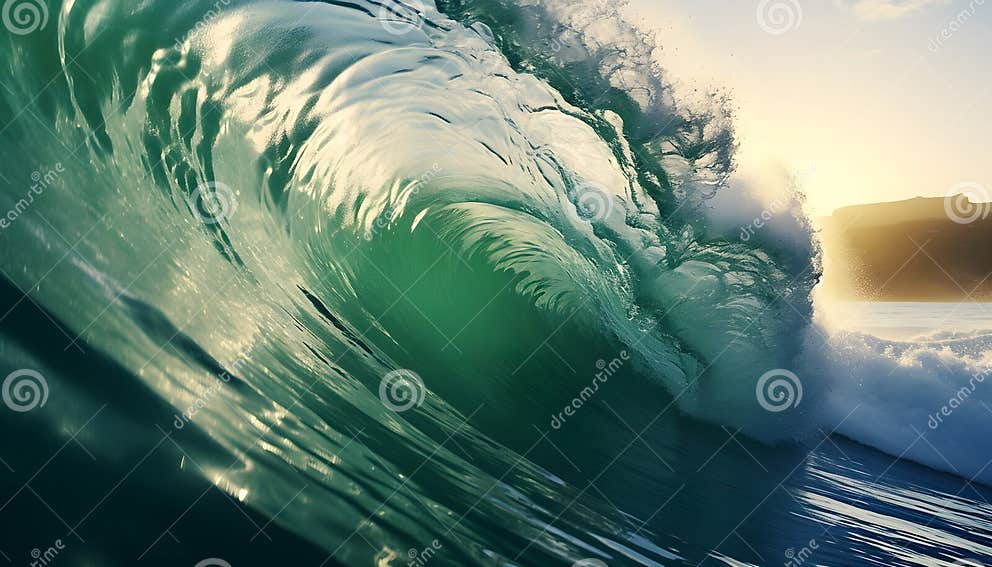Close-up wave barrel surf stock illustration. Illustration of action ...