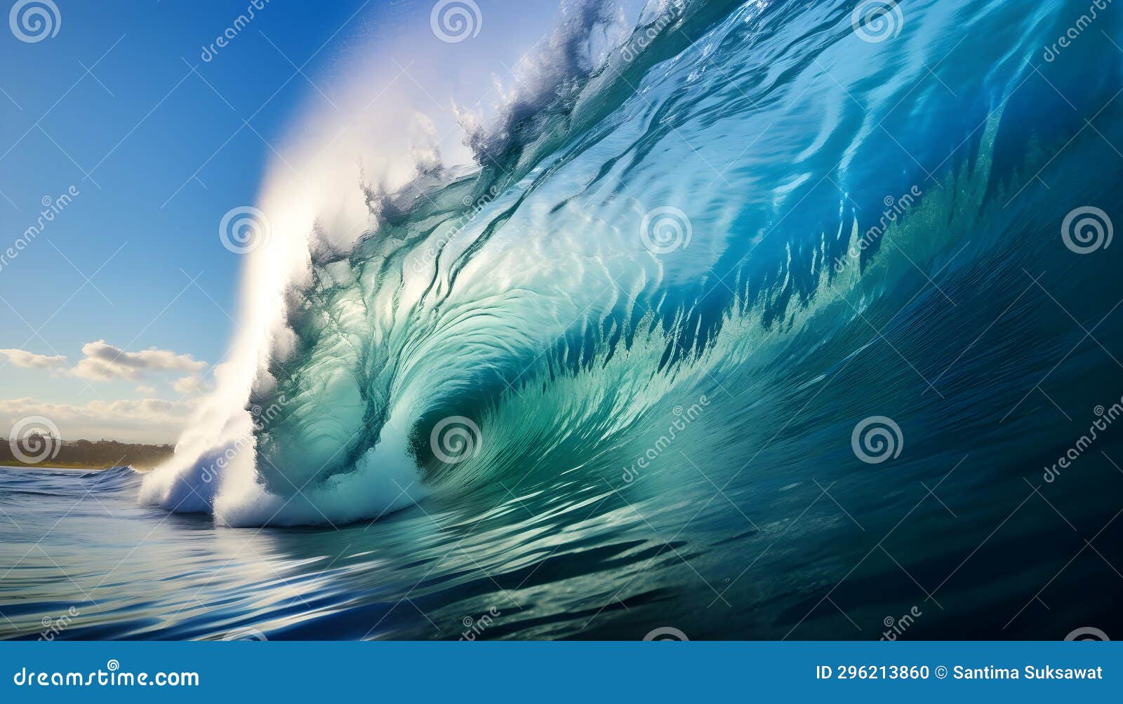 Close-up wave barrel surf stock illustration. Illustration of shore ...