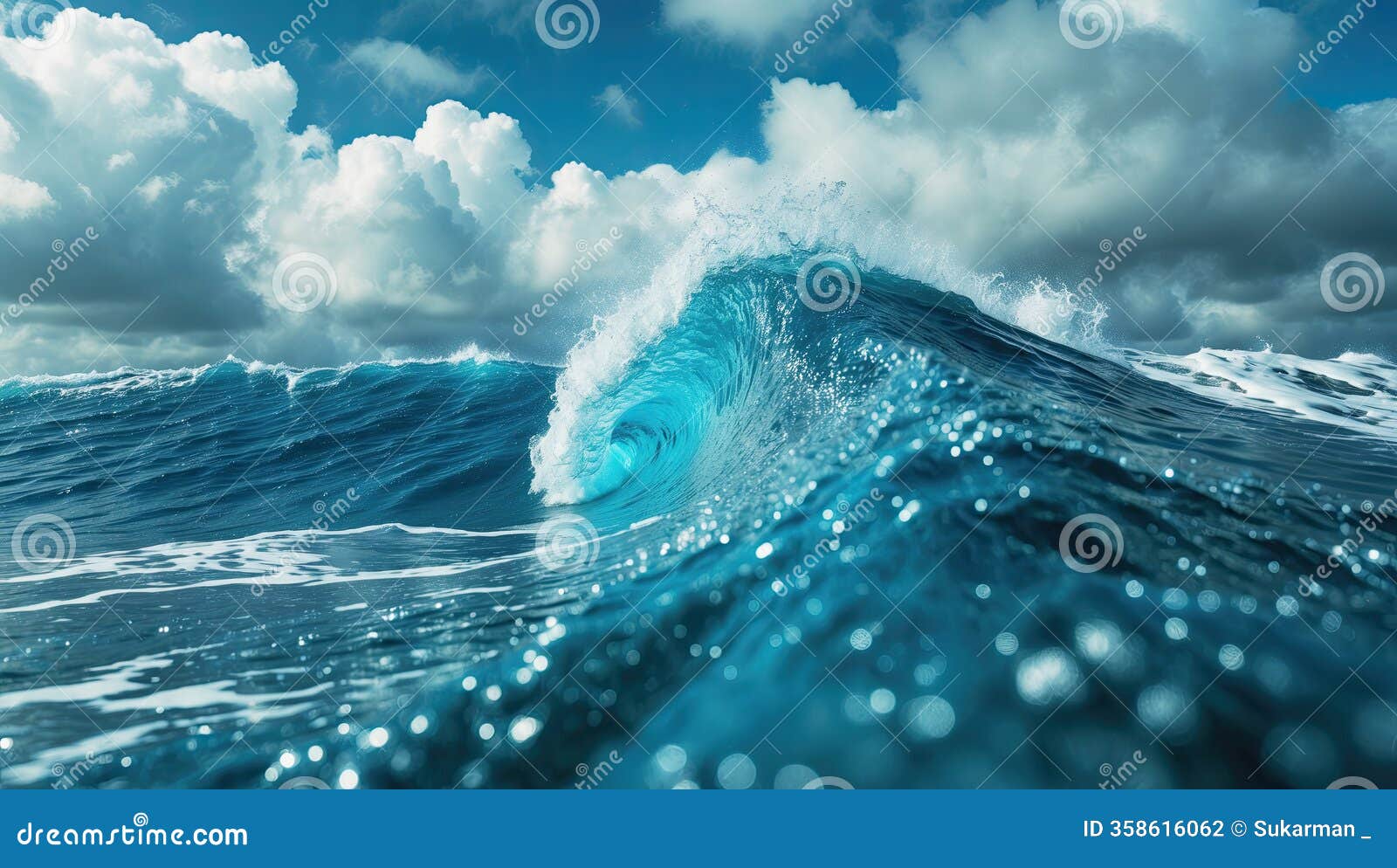 Close-up of a Wave Breaking in the Ocean Stock Illustration ...