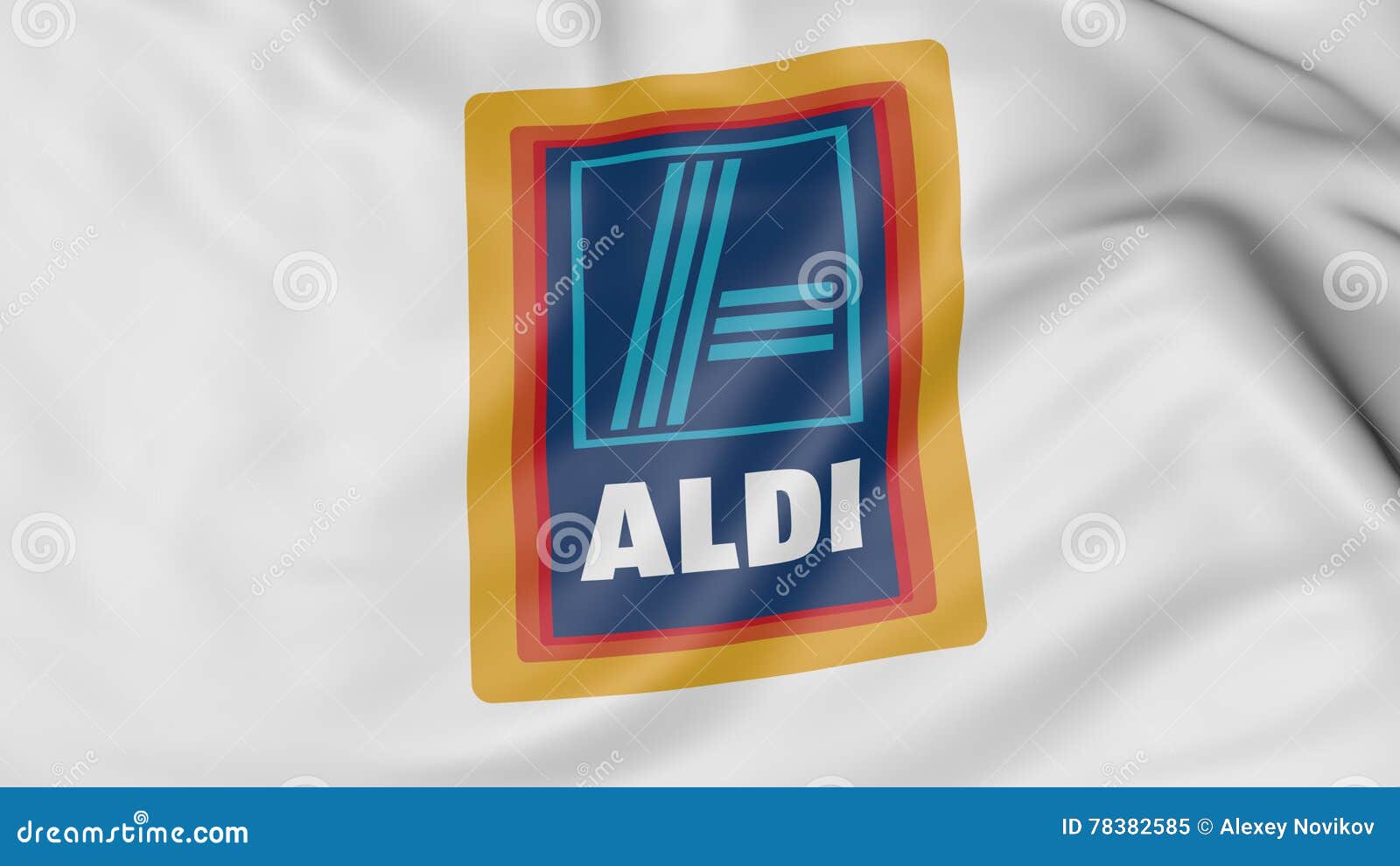 Close Up of Waving Flag with Aldi Logo, 3D Rendering Editorial Image ...
