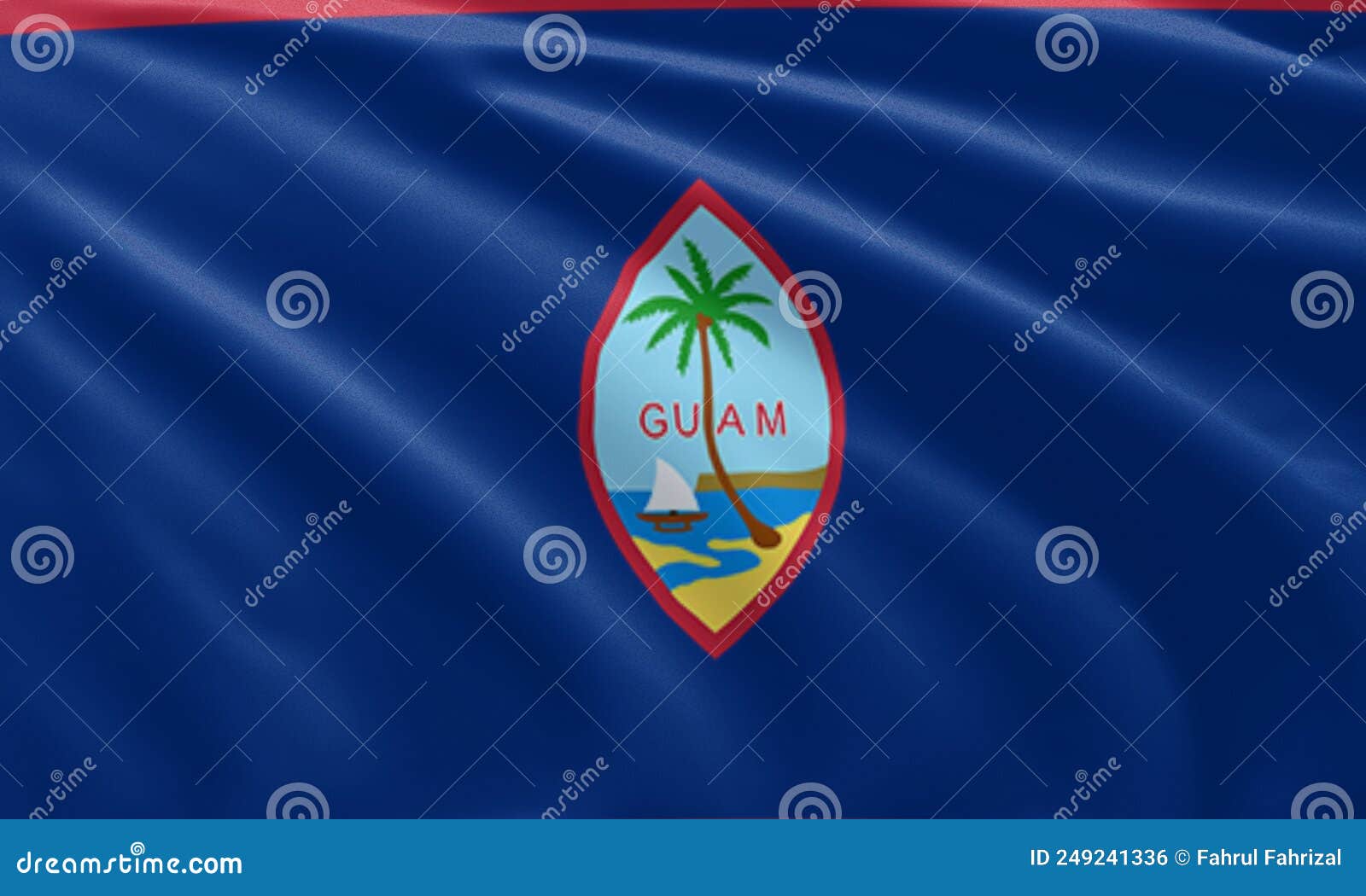 Close Up Waving Flag of Guam Stock Illustration - Illustration of ...